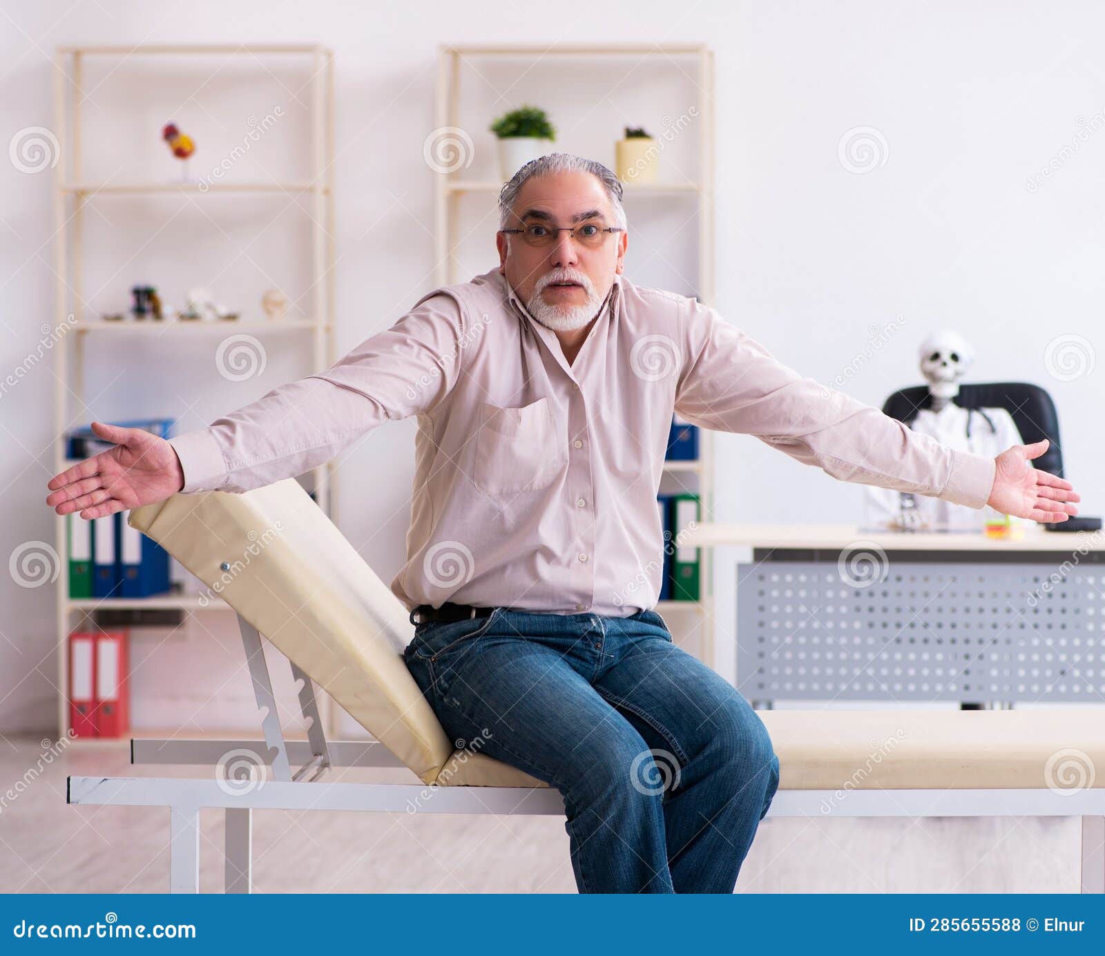 Old Man Visiting Dead Doctor Stock Photo - Image of medicine, humor ...