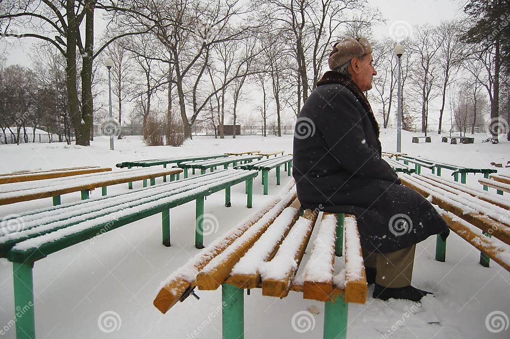 Old Man Waiting for Somebody Stock Photo - Image of memory, frosty: 459774