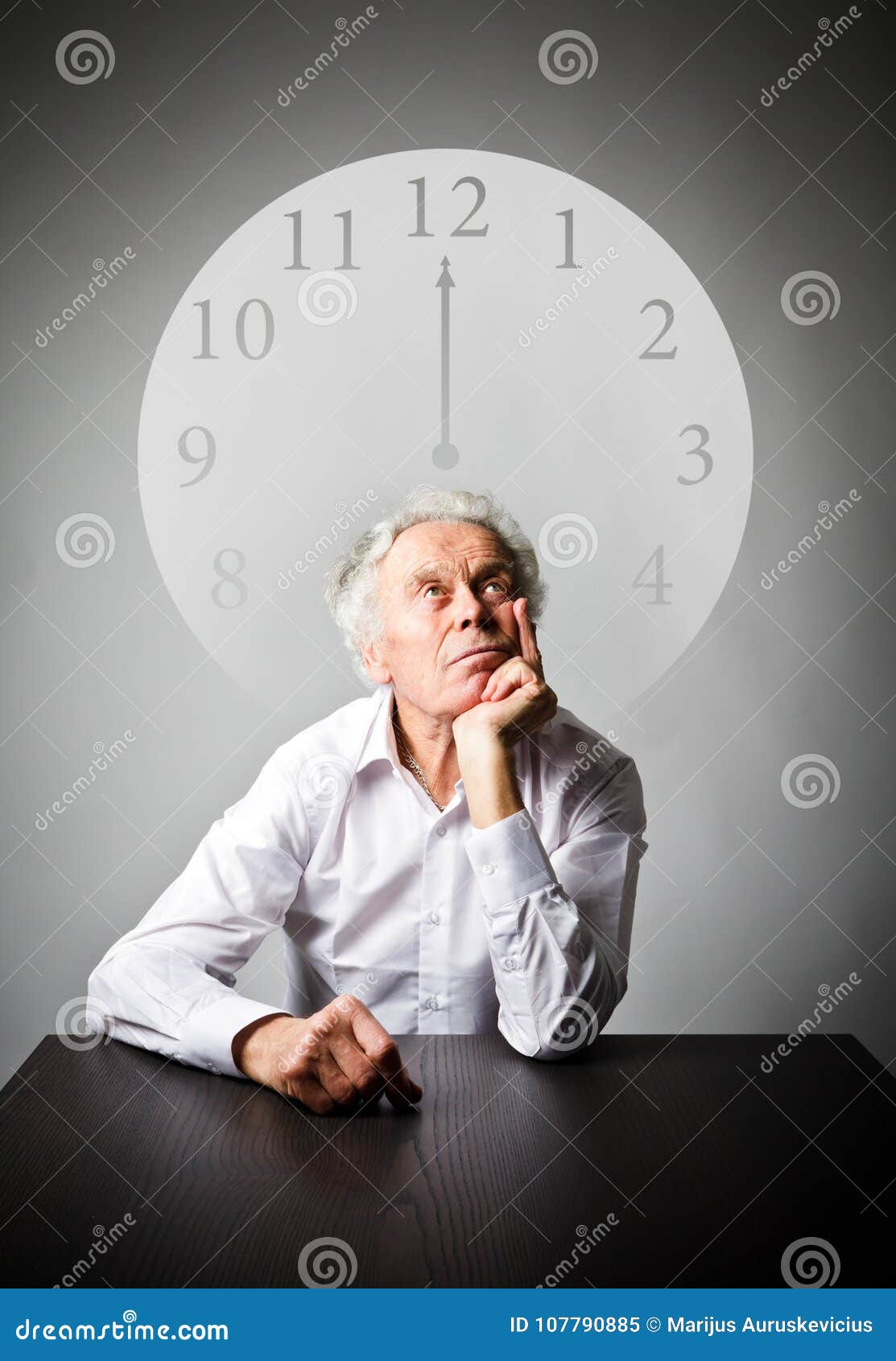 Old Man is Waiting. Time is Passing. Stock Image - Image of grey ...