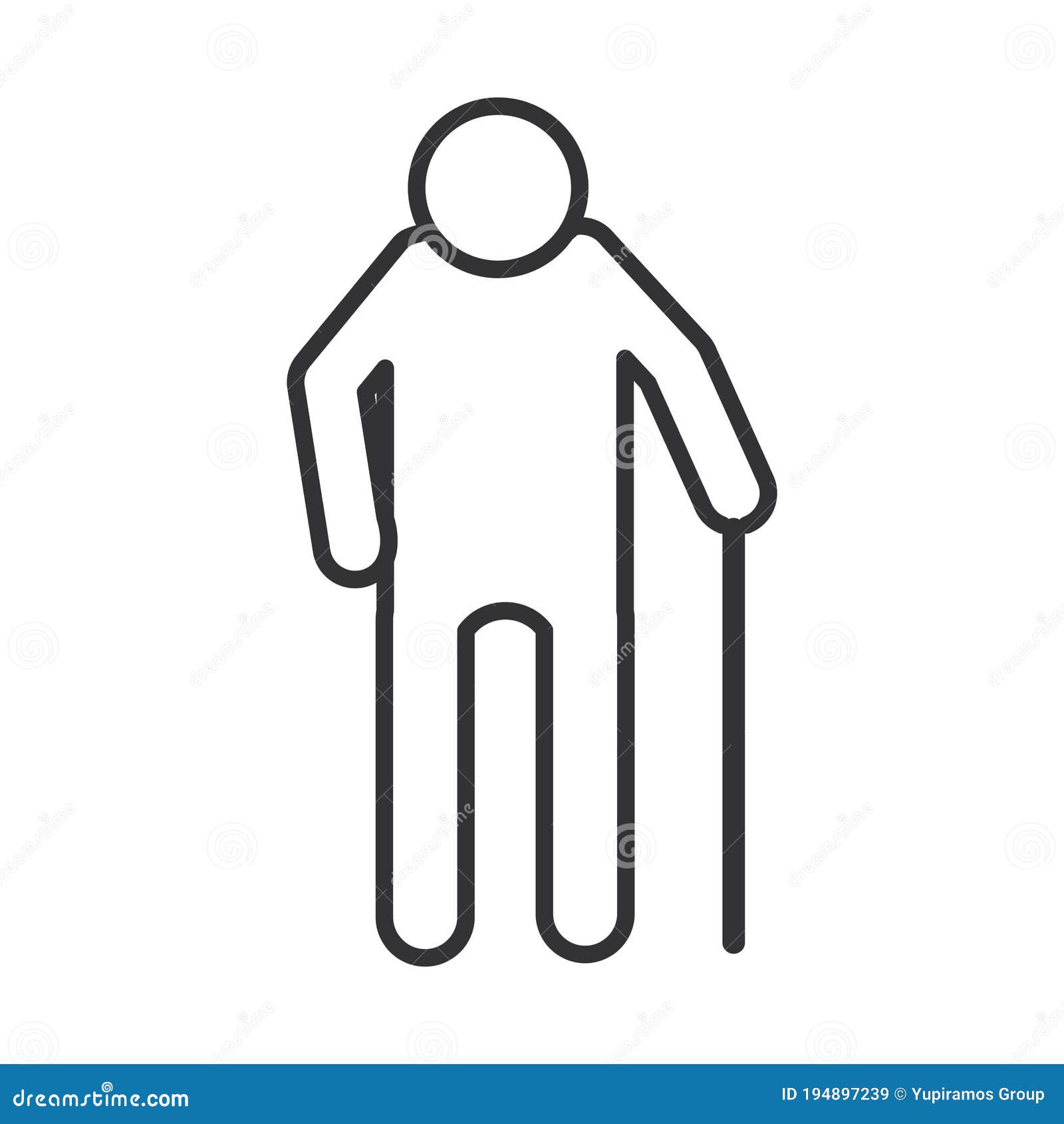Old Man with Walk Stick, World Disability Day, Linear Icon Design Stock ...