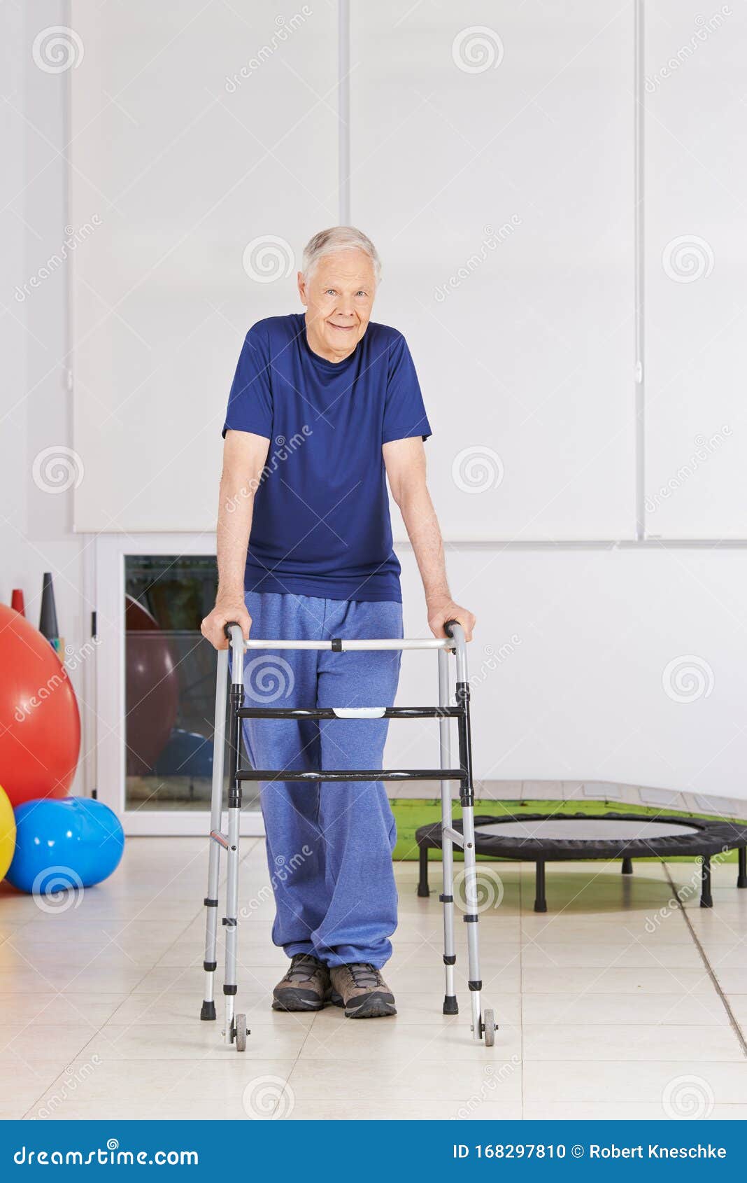 Old Man with Walker at Physiotherapy Stock Photo - Image of fitness ...