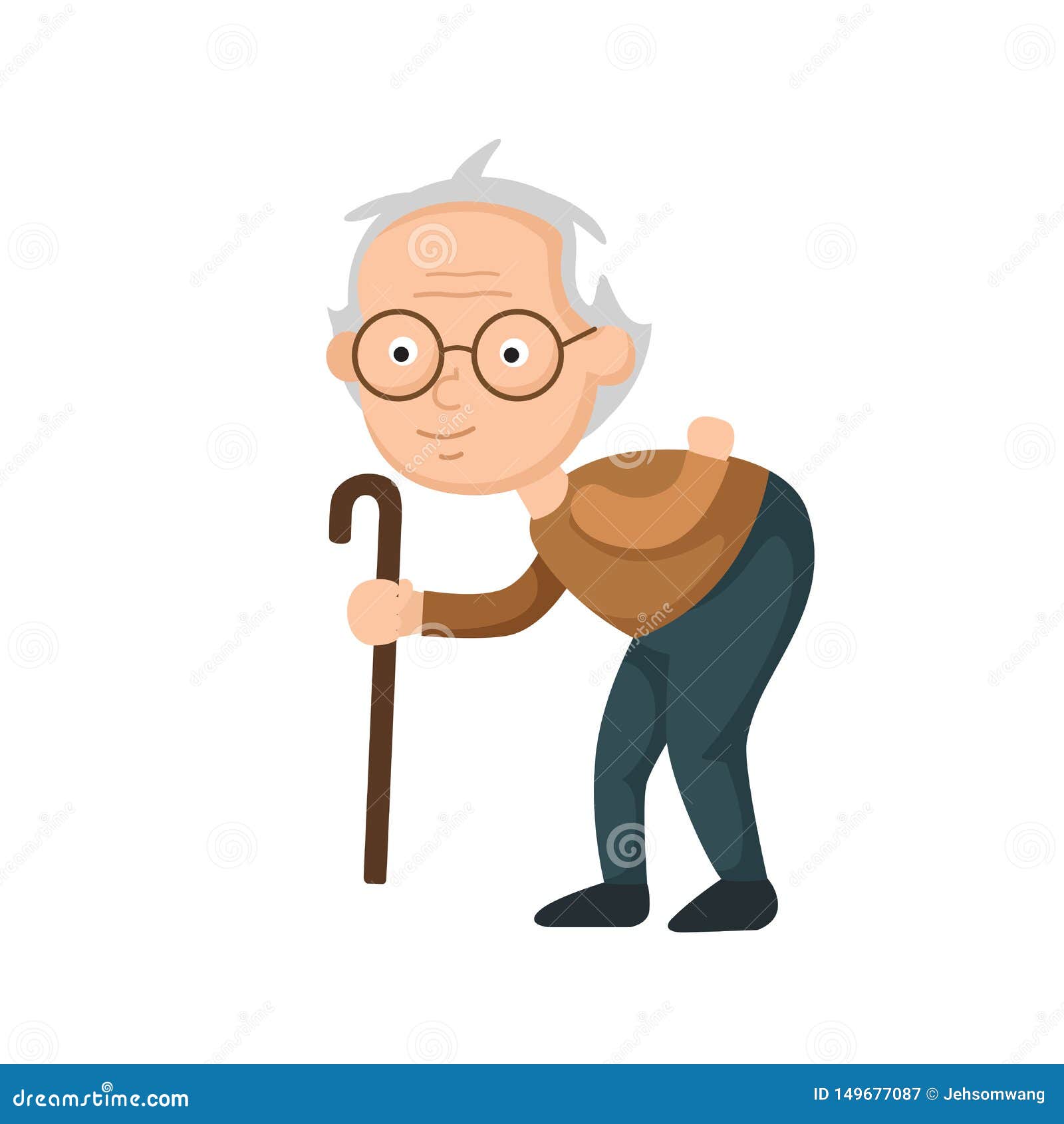 Old Man Walking With A Cane Stock Vector Illustration Of Person