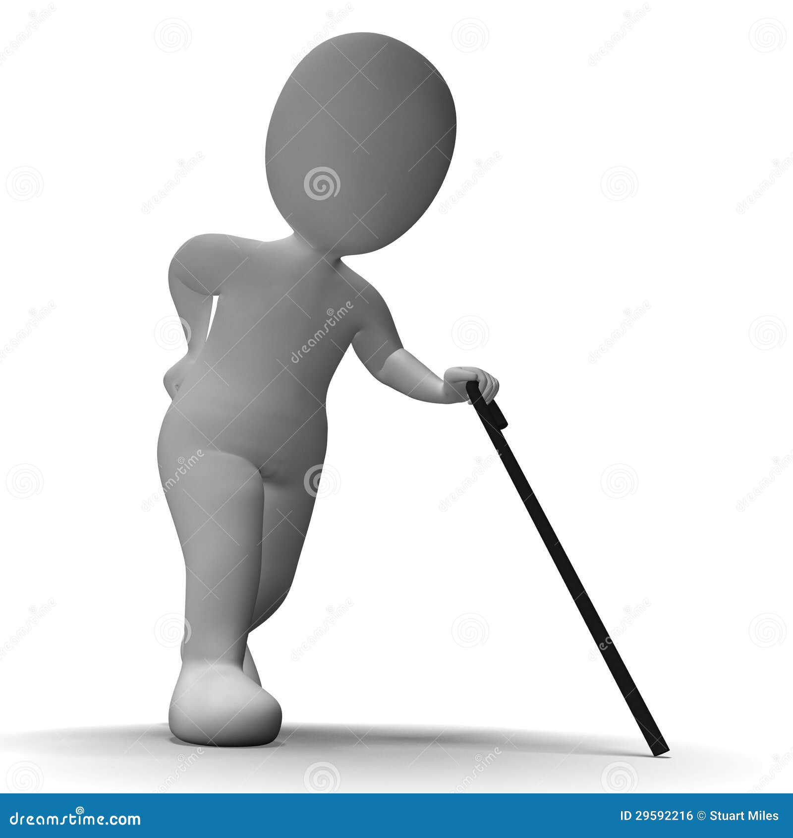 Old Man with Walking Stick Shows Aged 3d Character Stock Illustration ...