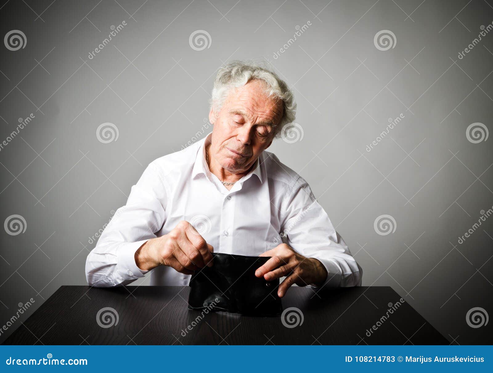 Old Man in White and Empty Wallet. Stock Image - Image of cash, credit ...