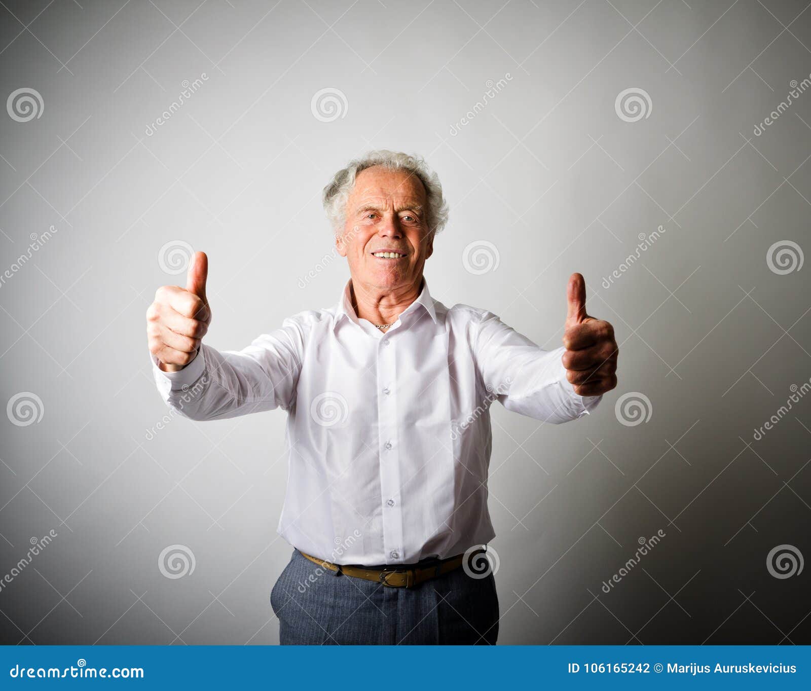 Old Man and Sign of Approval. Stock Photo - Image of look, crazy: 106165242