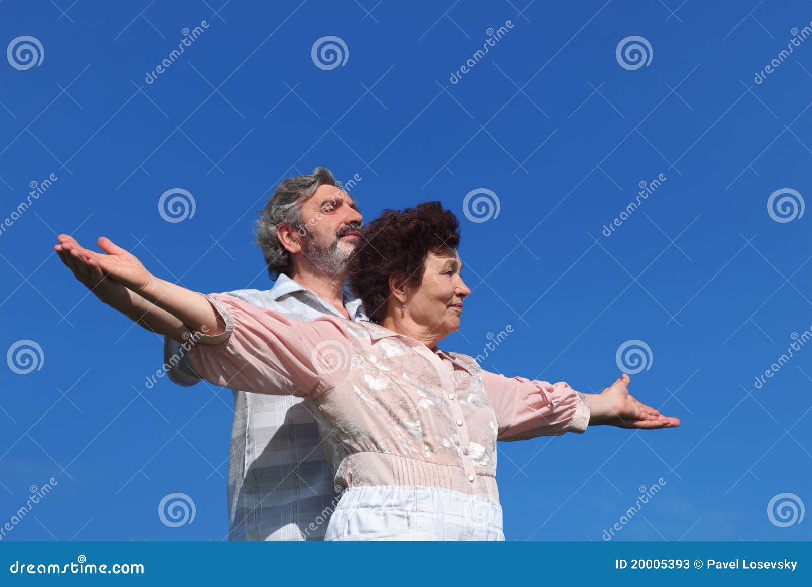 Old Man and Woman Standing, Hands Apart Stock Image - Image of ...
