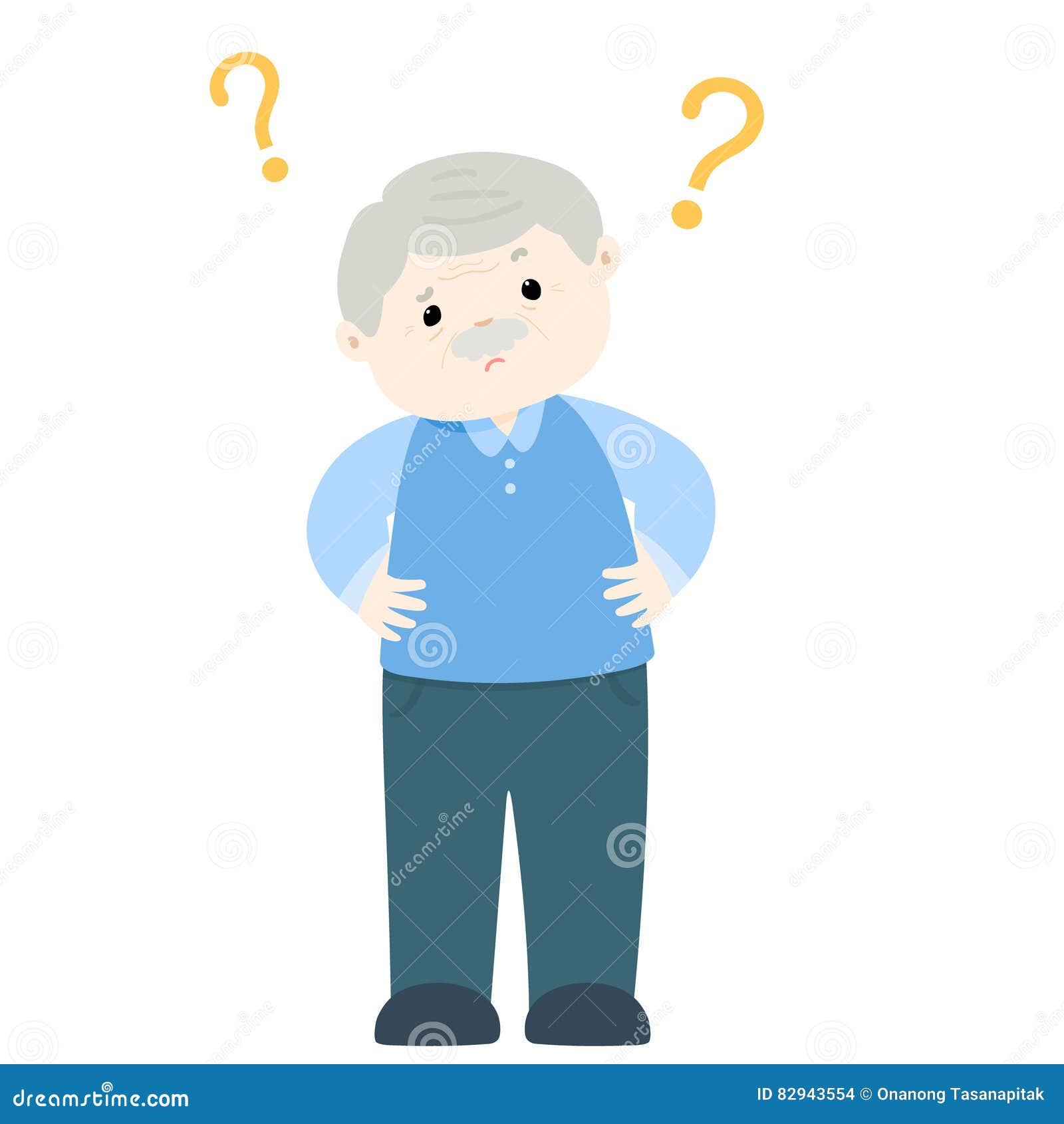 Old Man Wondering Cartoon Character Stock Vector - Illustration of ...