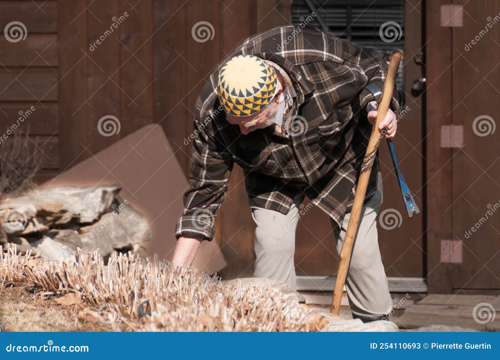 Old Man at Work in His Garden Stock Image - Image of elderly, kufi ...