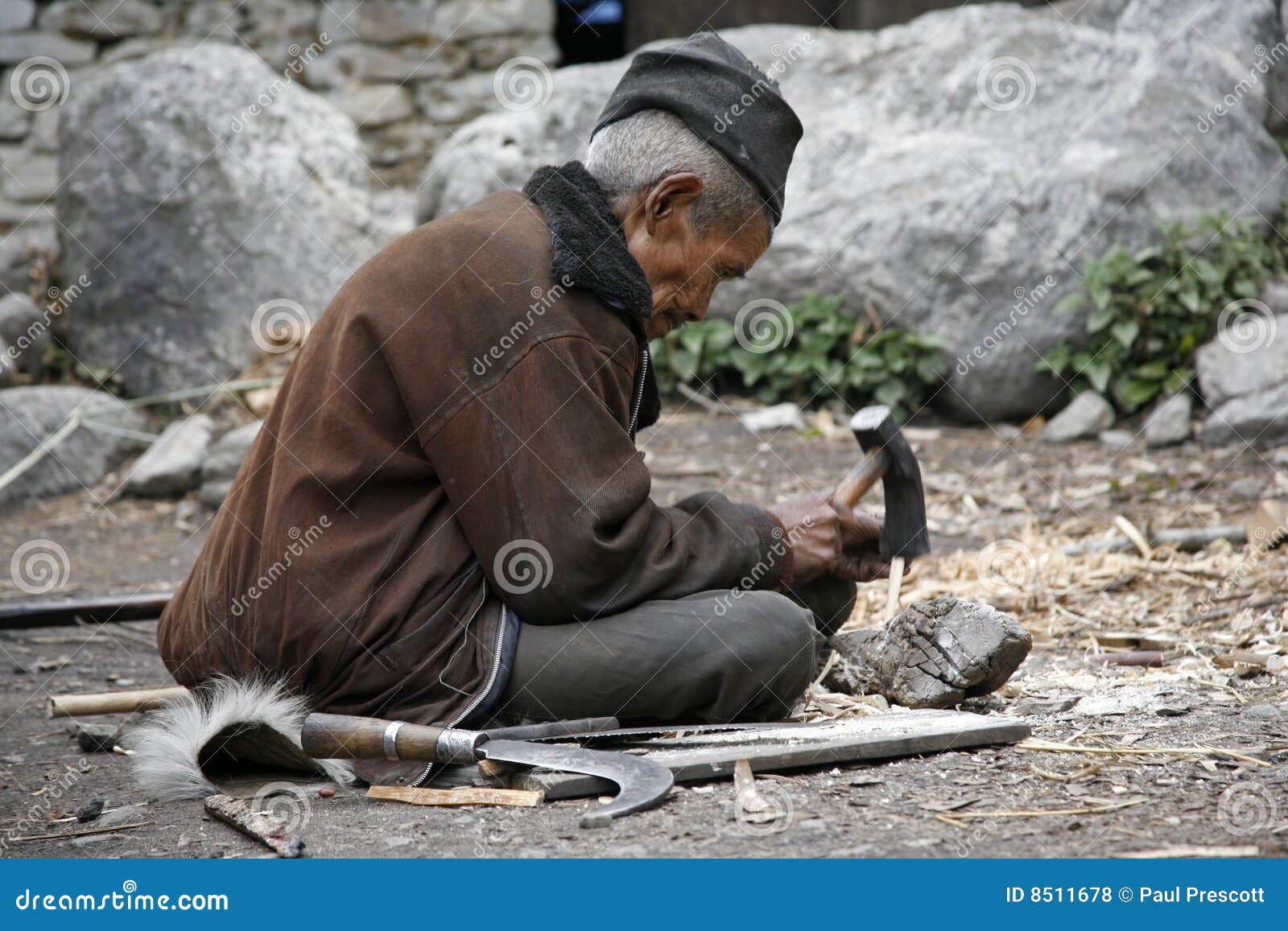 Nepali Old Man Carpenter Or Repairman Senior Nepalese People Working ...