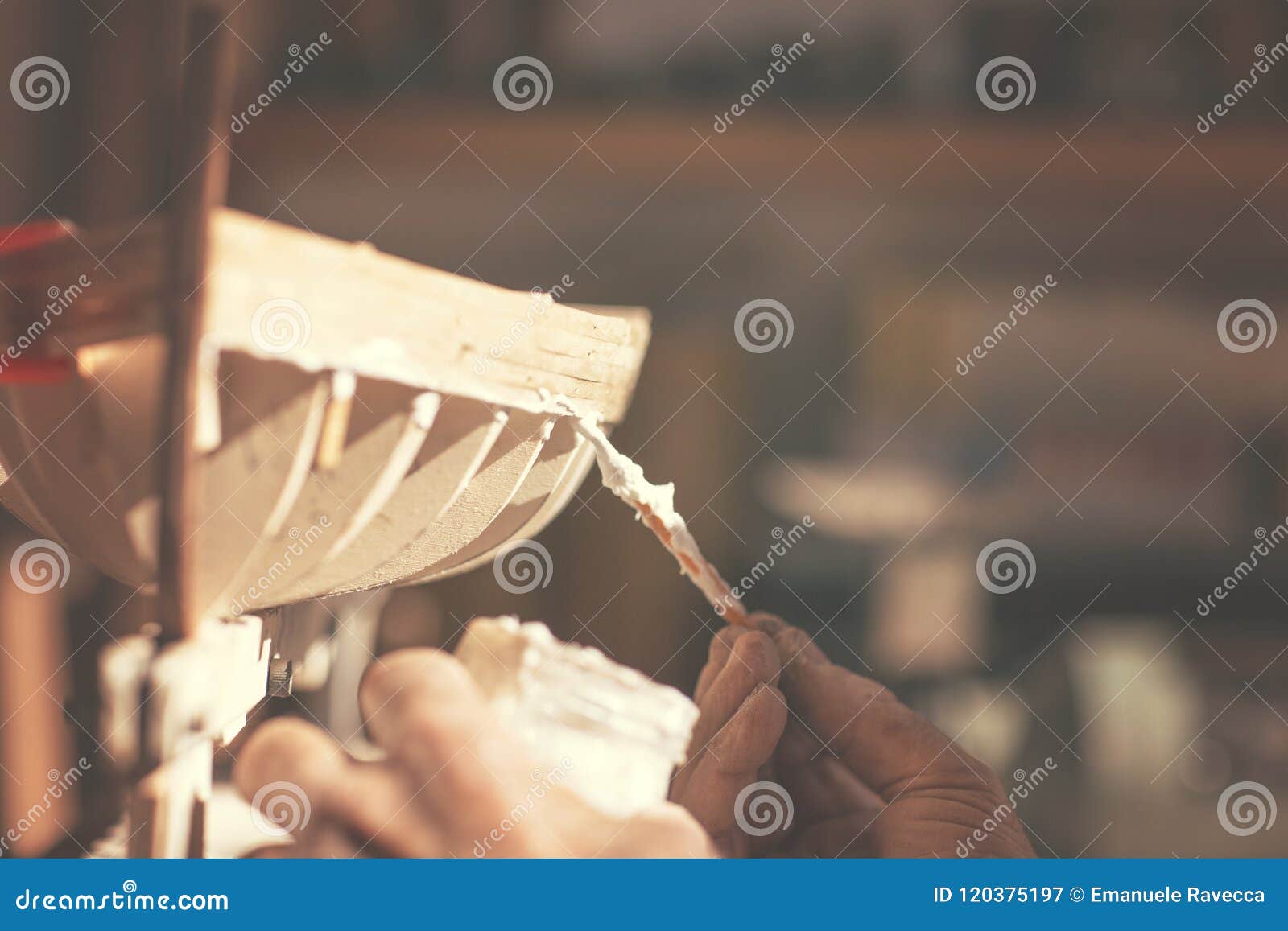 Handcrafted Craftwork of a Wooden Boat Model Stock Image - Image of ...