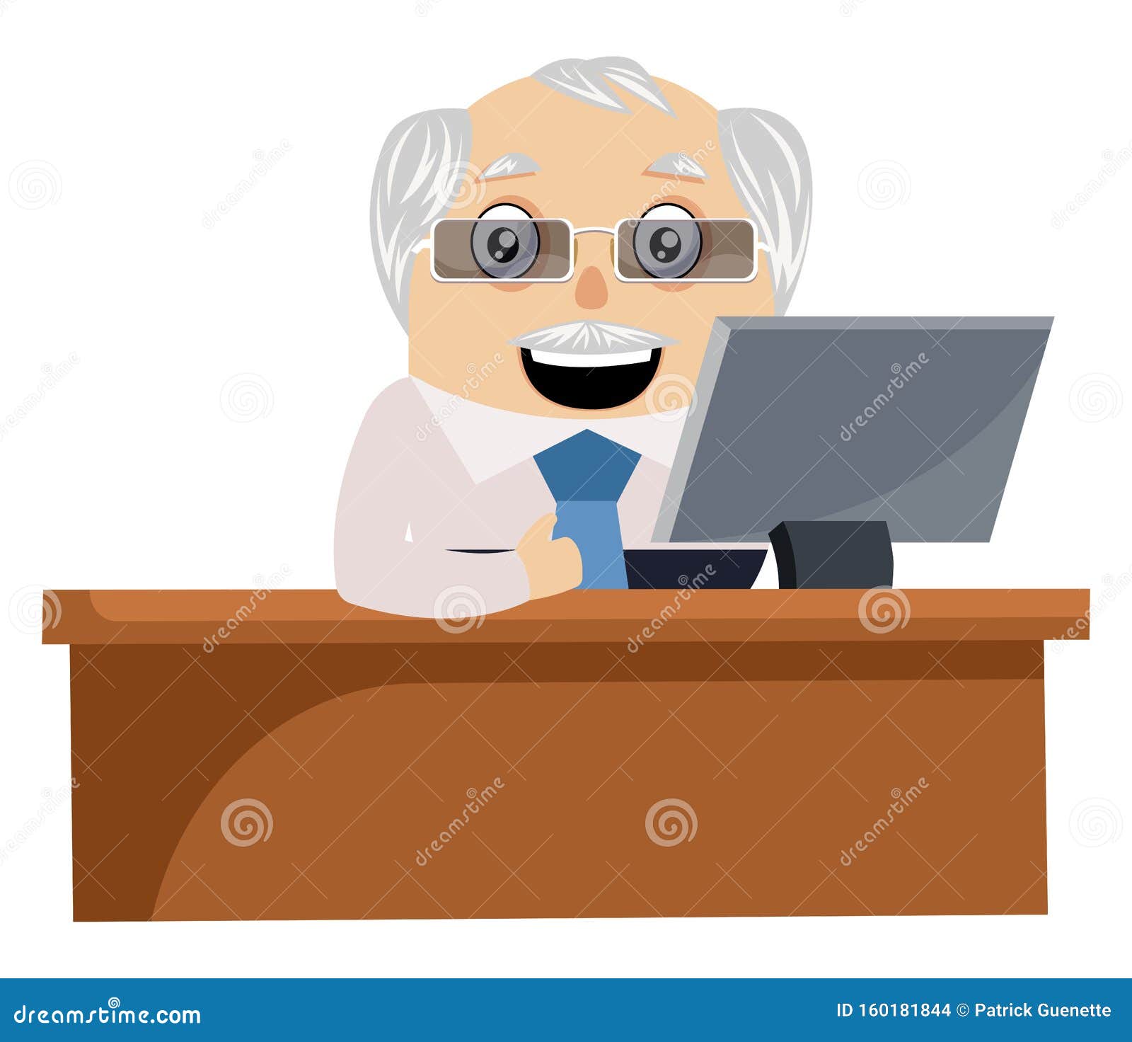 Old Man Working at the Desk, Illustration, Vector Stock Vector ... Old Man Working at the Desk, Illustration, Vector Stock Vector ...