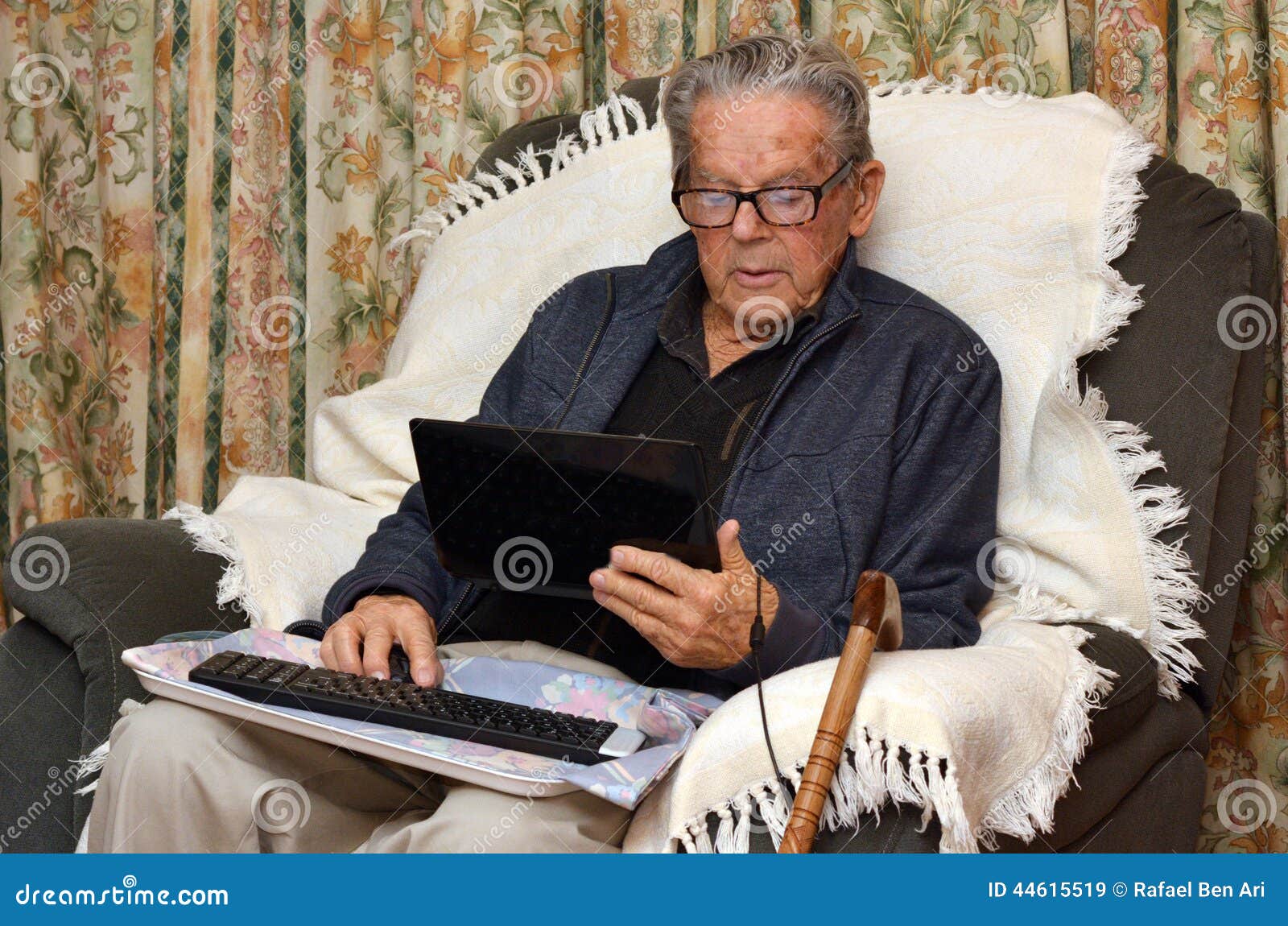 Old Man Working with Laptop Computer at Home Stock Image - Image of ... Old Man Working with Laptop Computer at Home Stock Image - Image of ...
