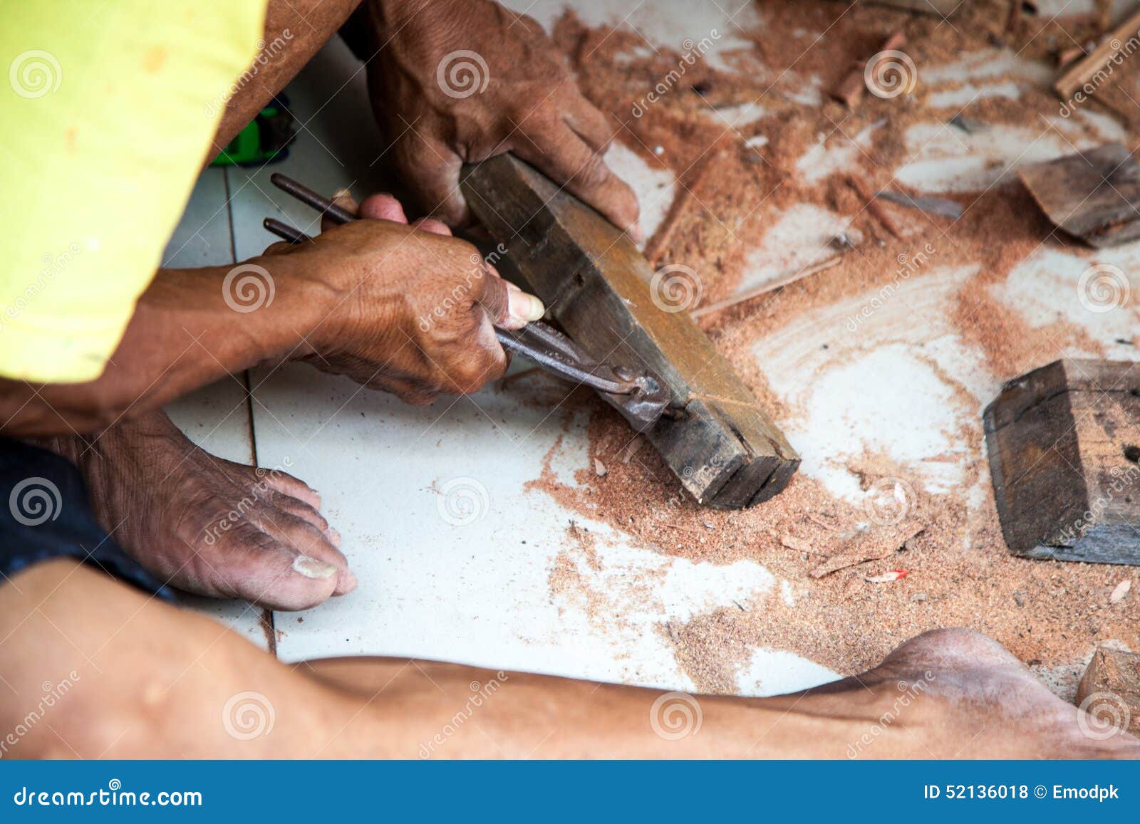 Old Man Working Wood Building Stock Photo - Image of carpenter ...