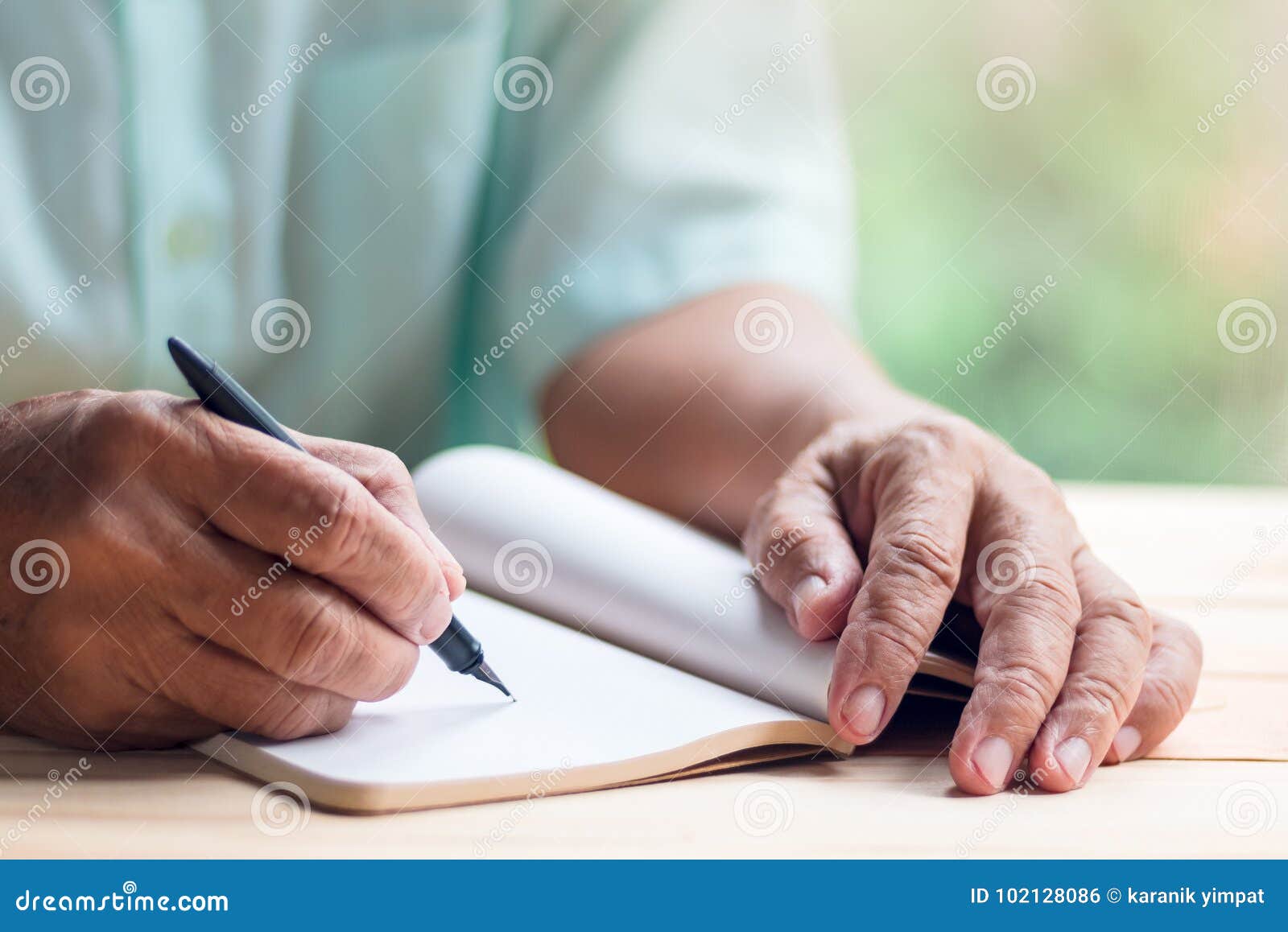 Old Man Write on Blank Notebook Page Stock Photo - Image of document ...