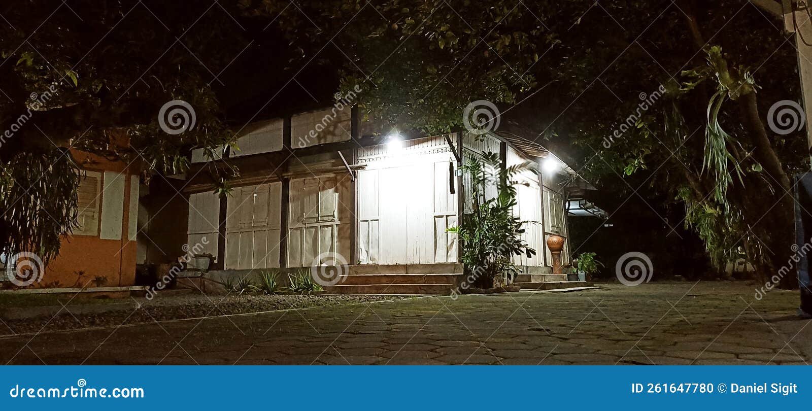 Old Mansion at Night with Light Stock Photo - Image of house, mansion ...