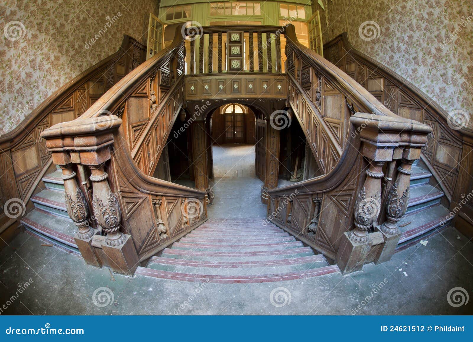 Old mansion staircase stock photo. Image of glass, derelict - 24621512