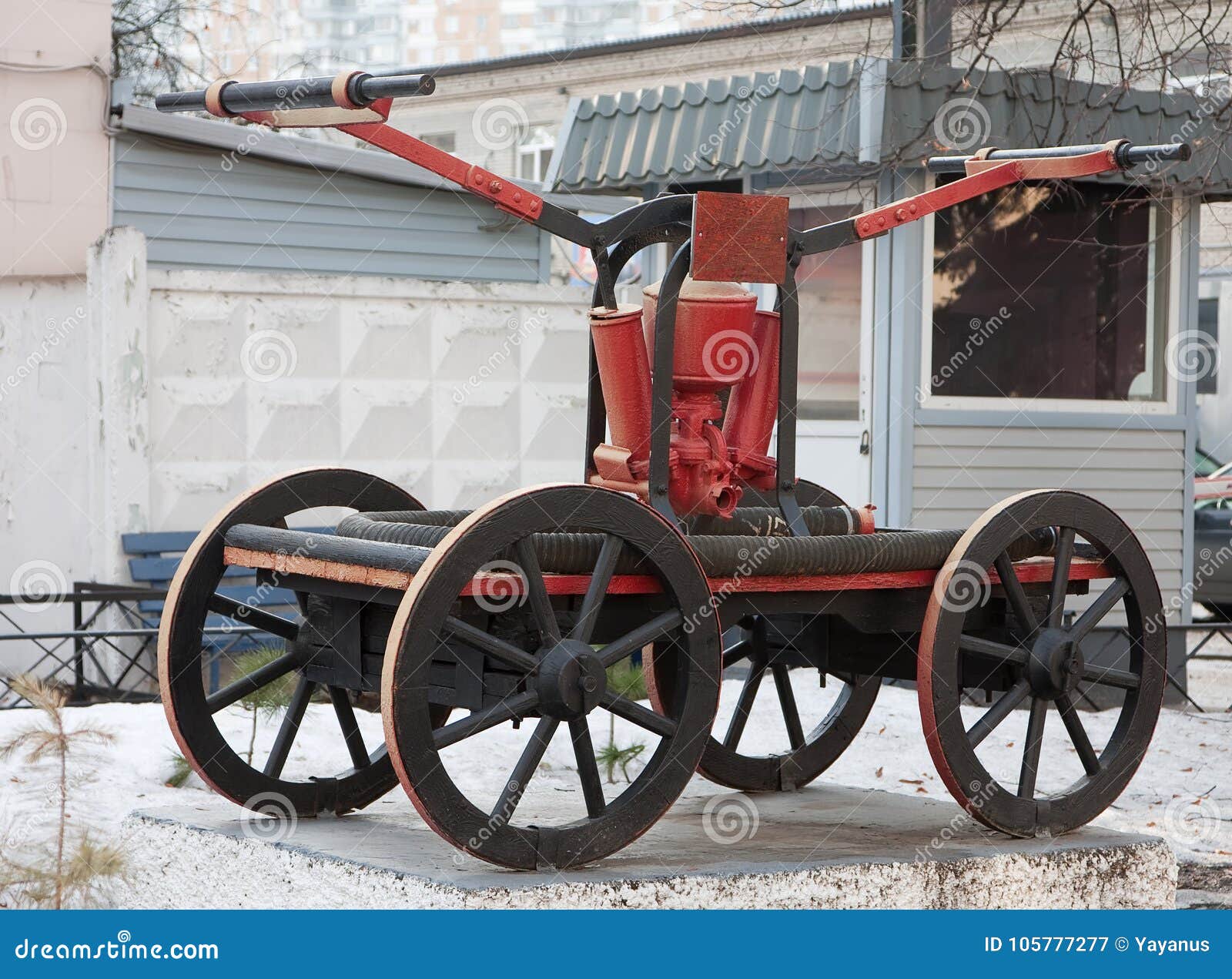 Old Manual Fire Engine Horse-drawn Stock Image - Image of drawn, rare ...