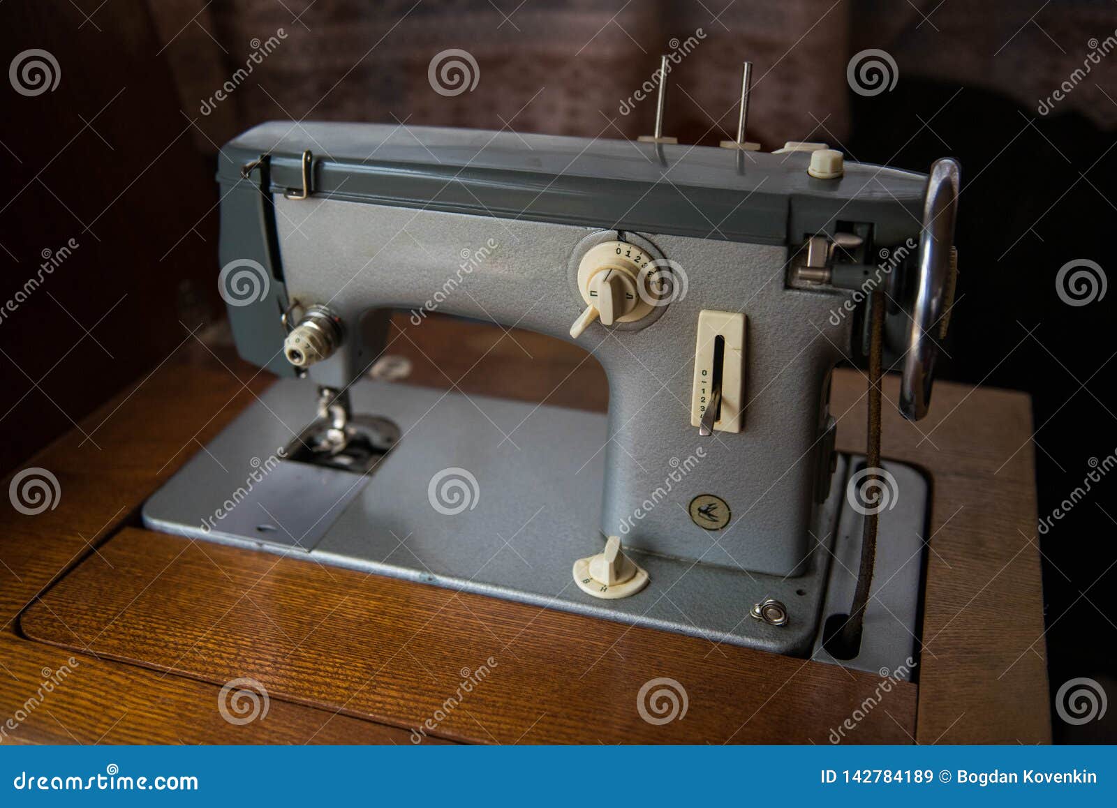 Old Manual Sewing Machine on the Photo Stock Image - Image of sewing ...