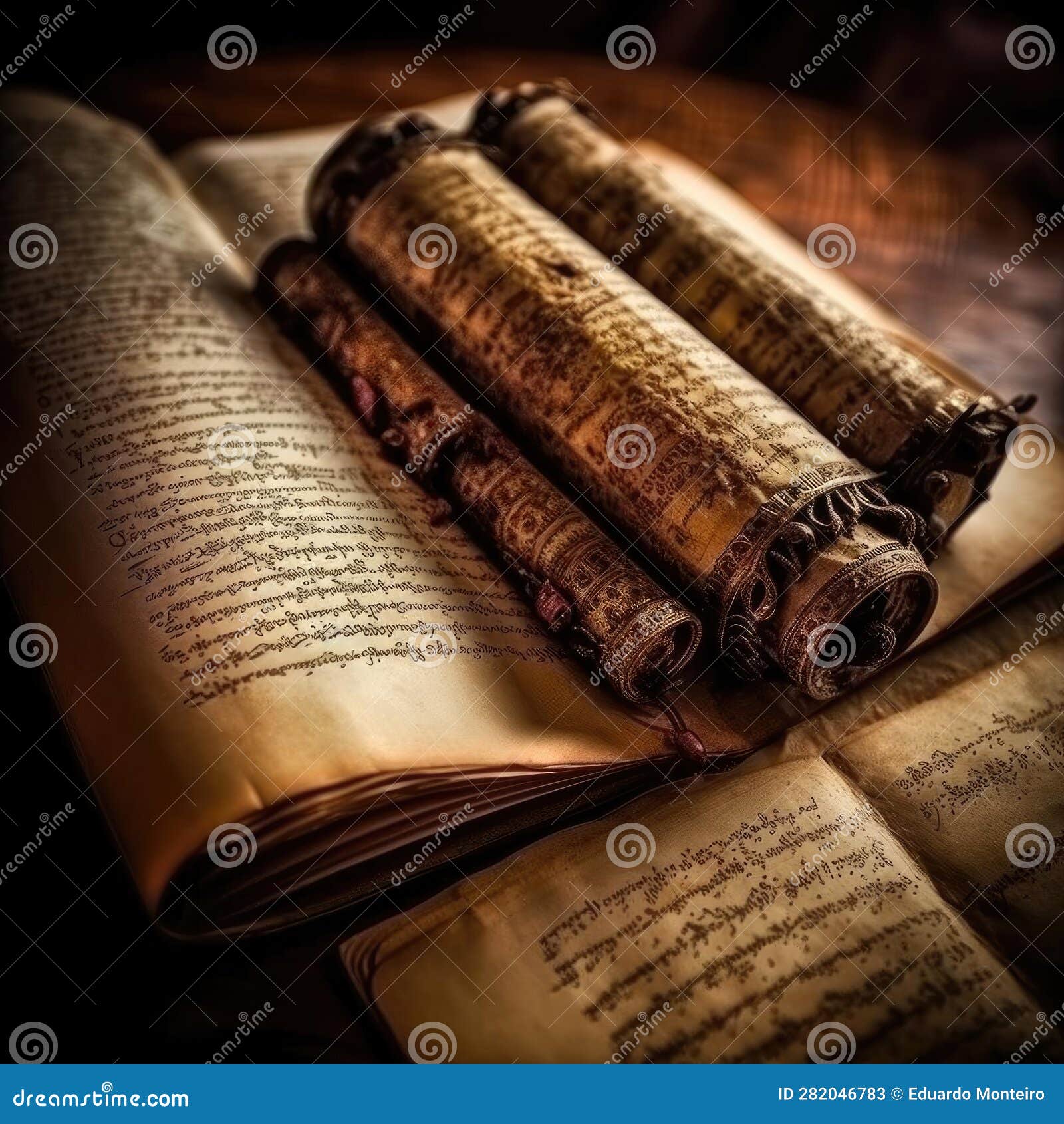 An Old Manuscript Containing the Torah, the Central Text of Judaism ...