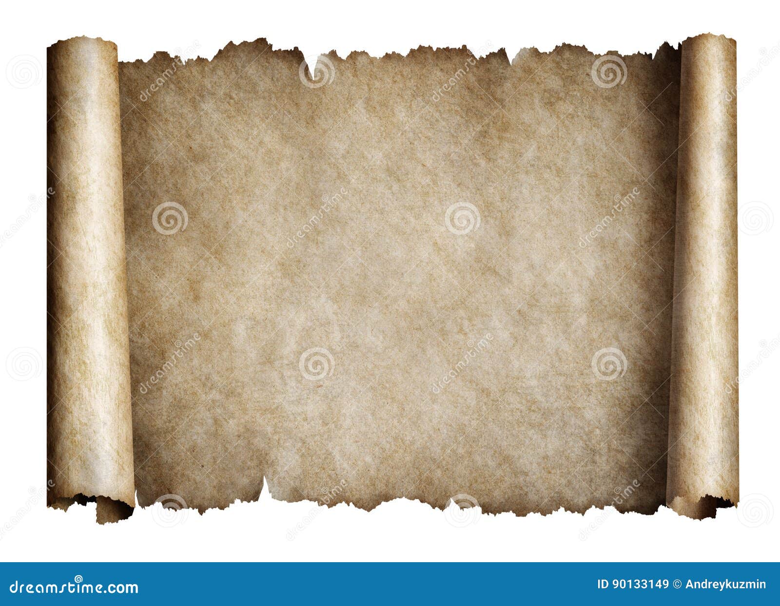 An Old Parchment Scroll Set Isolated On A White Background ...