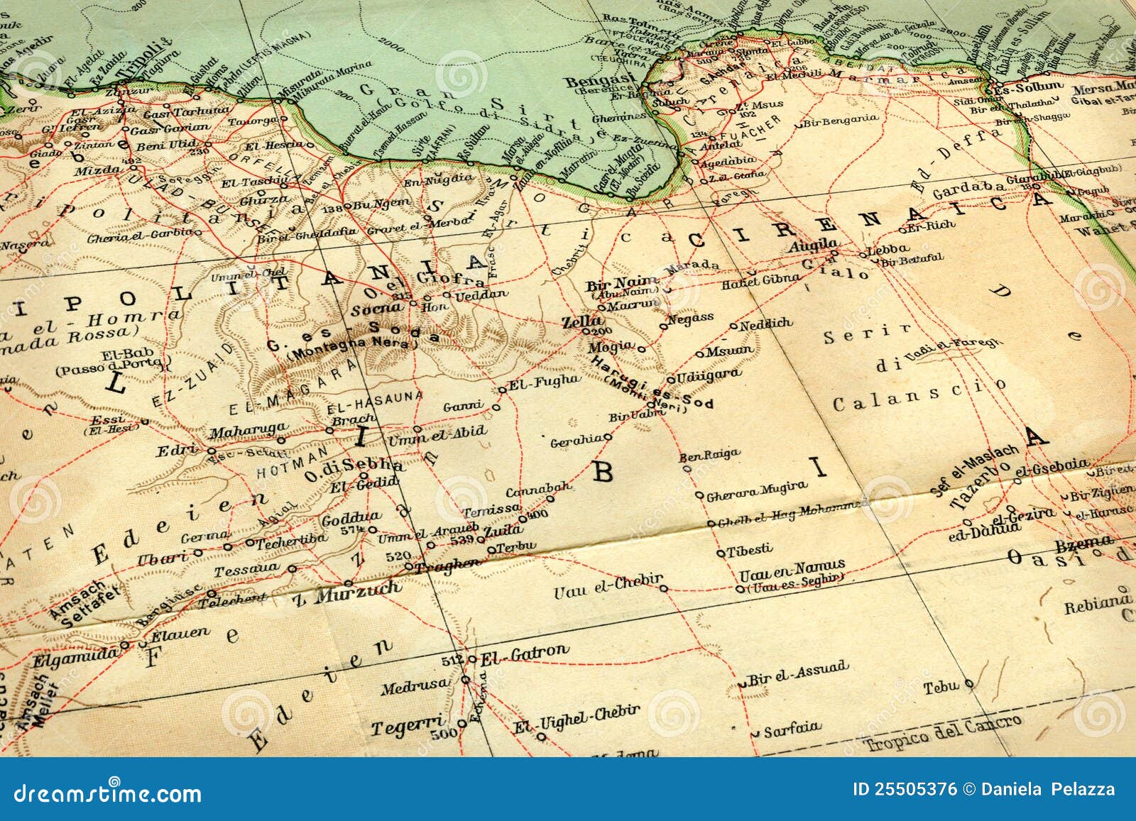 Old map (1929) of Libya stock photo. Image of grunge - 25505376