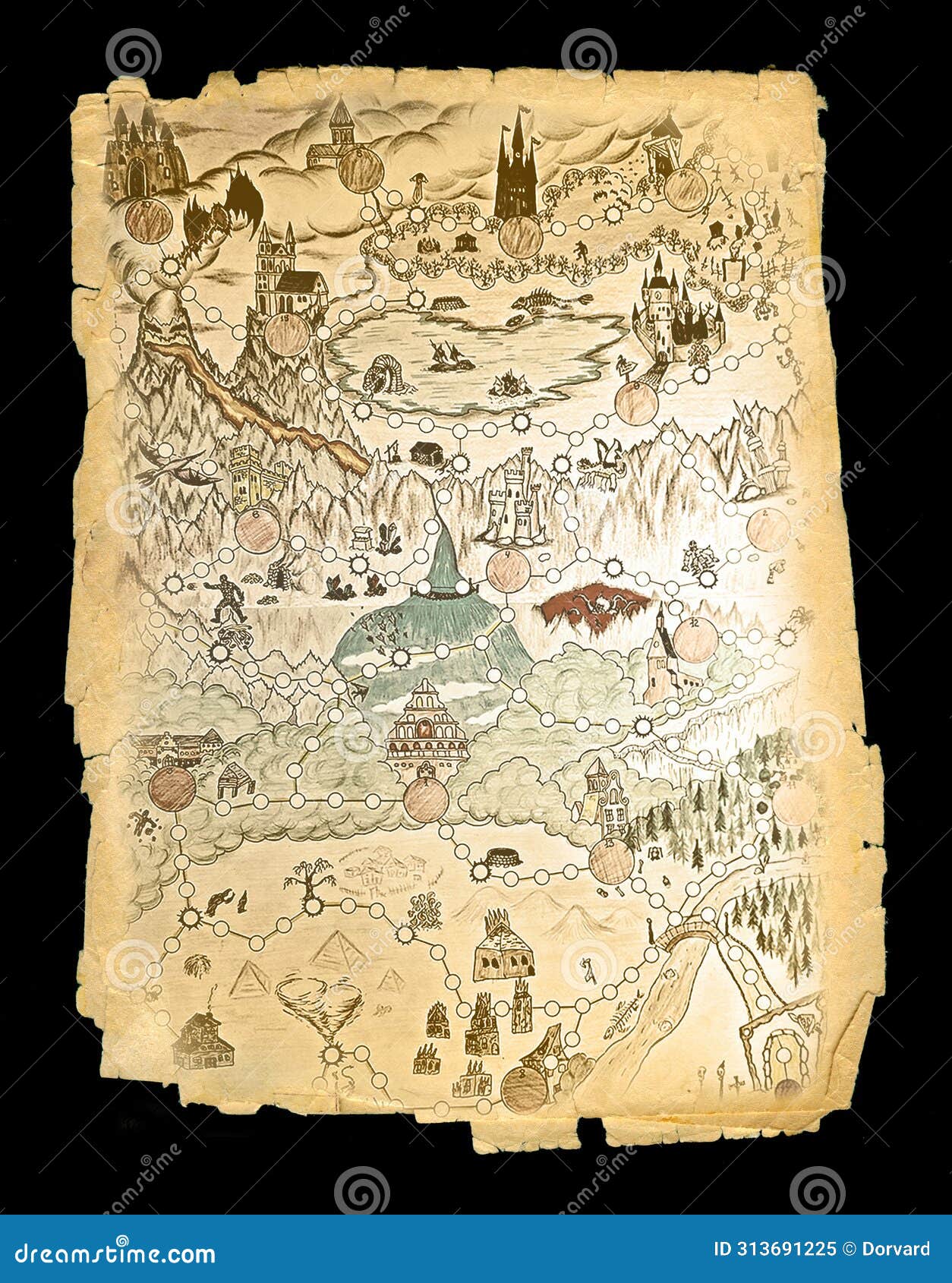 Old Map of the Board Game Fantasy World Stock Illustration ...
