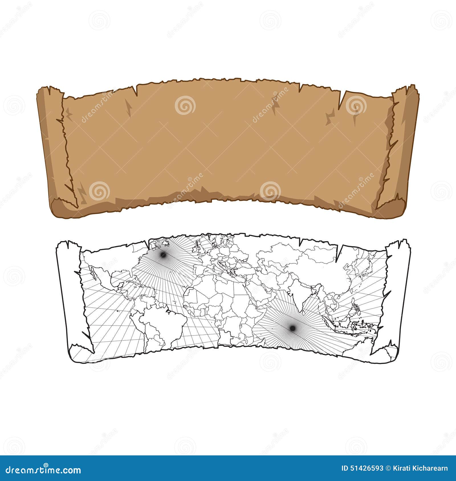 Old Map Cartoon stock illustration. Illustration of cartoon - 51426593