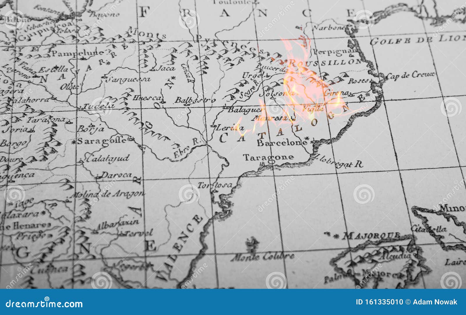 Old Map of Catalonia. Fight for Independence Editorial Image - Image of ...