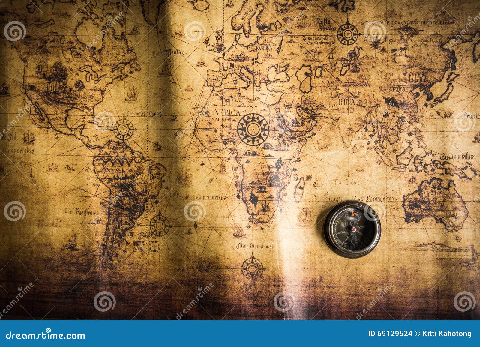 Old map with compass stock photo. Image of antiquity - 69129524