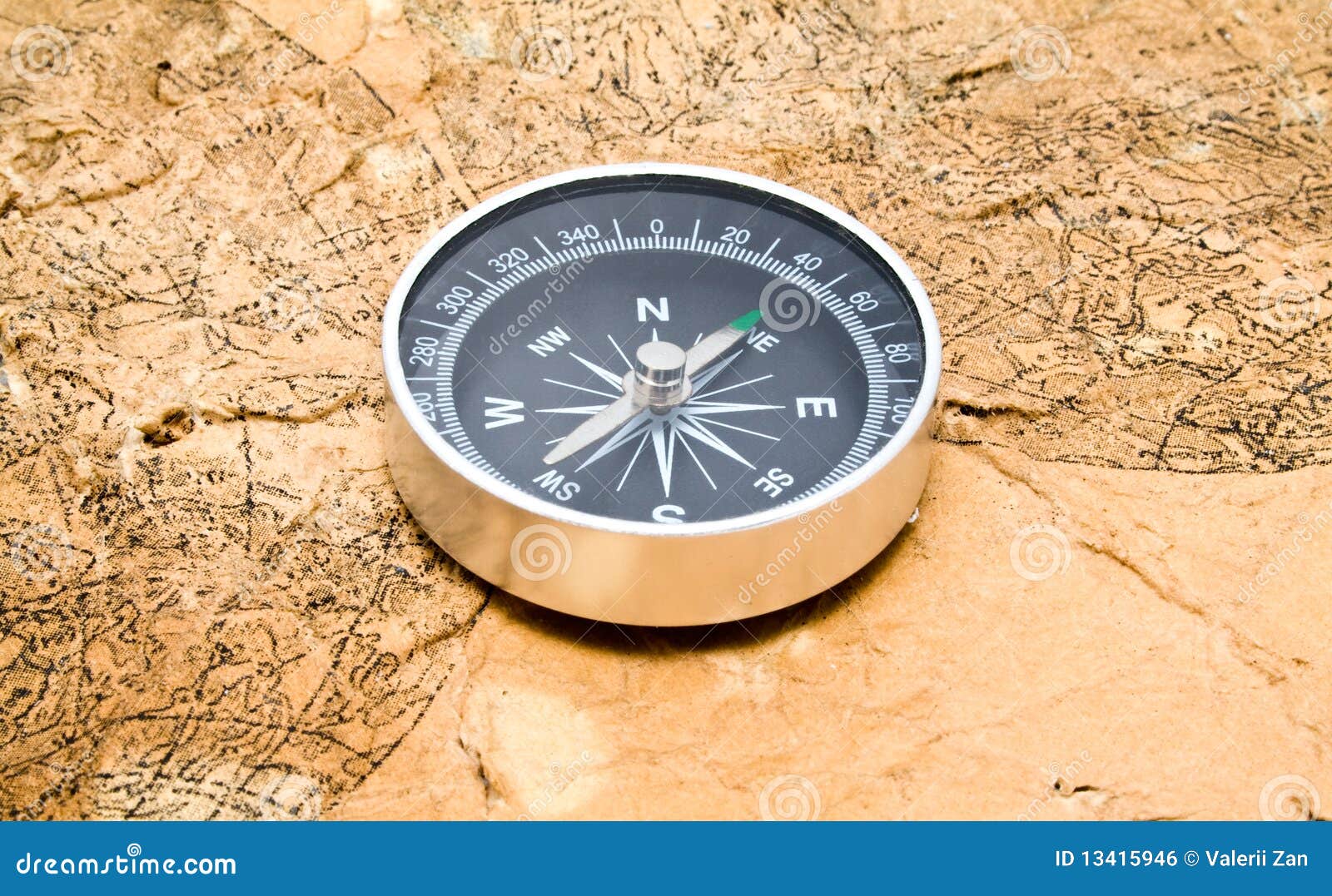 Old Map and Compass on a White Background Stock Photo - Image of ...