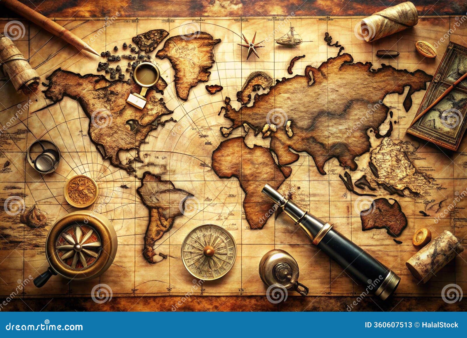 Old Map Exploration Background Stock Illustration - Illustration of ...