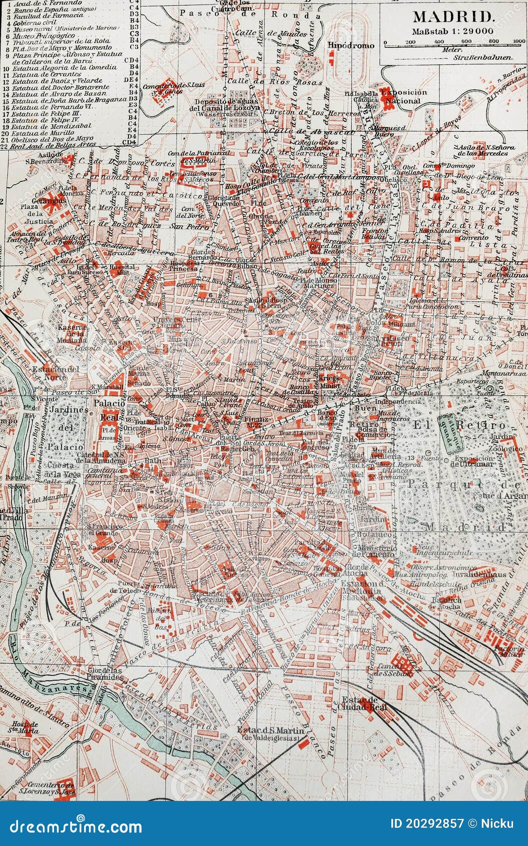 Old map of Madrid stock image. Image of avenue, madrid - 20292857