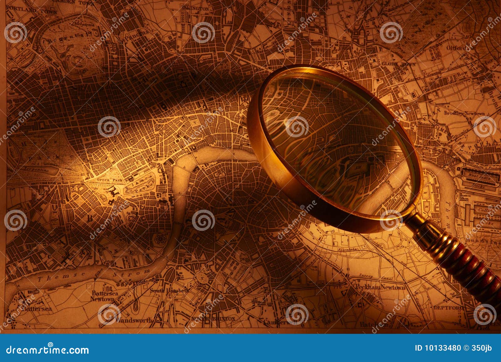 Old Map and Magnifying Glass Stock Photo - Image of antique, vintage ...