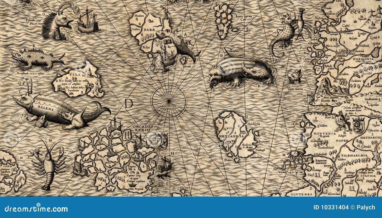 Old map of Northen Sea stock illustration. Illustration of north - 10331404