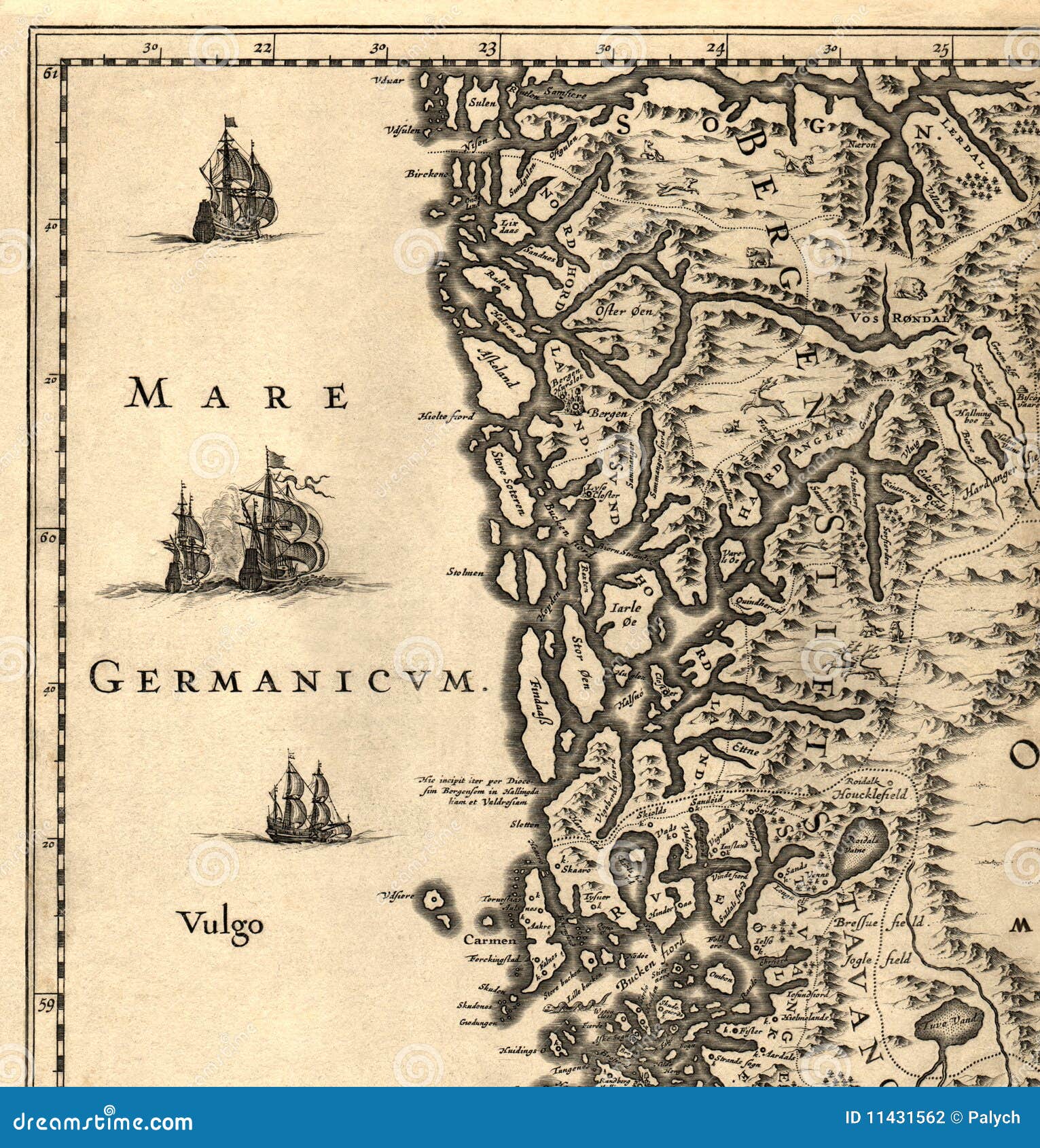 Old map of Norway stock photo. Image of poster, north - 11431562