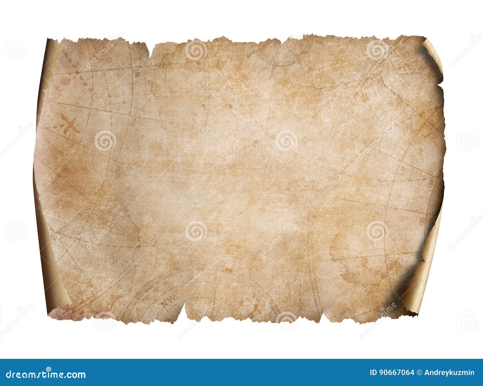 Old Map on Parchment Oriented 3d Illustration Stock Illustration ...