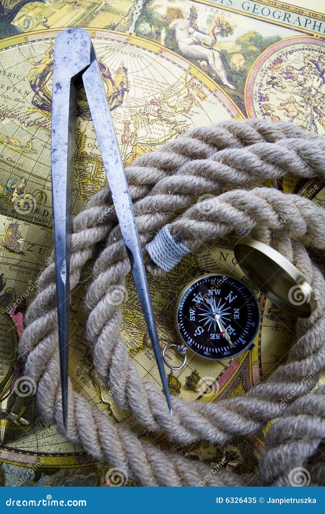 Old map & Rope stock image. Image of earth, atlantic - 6326435