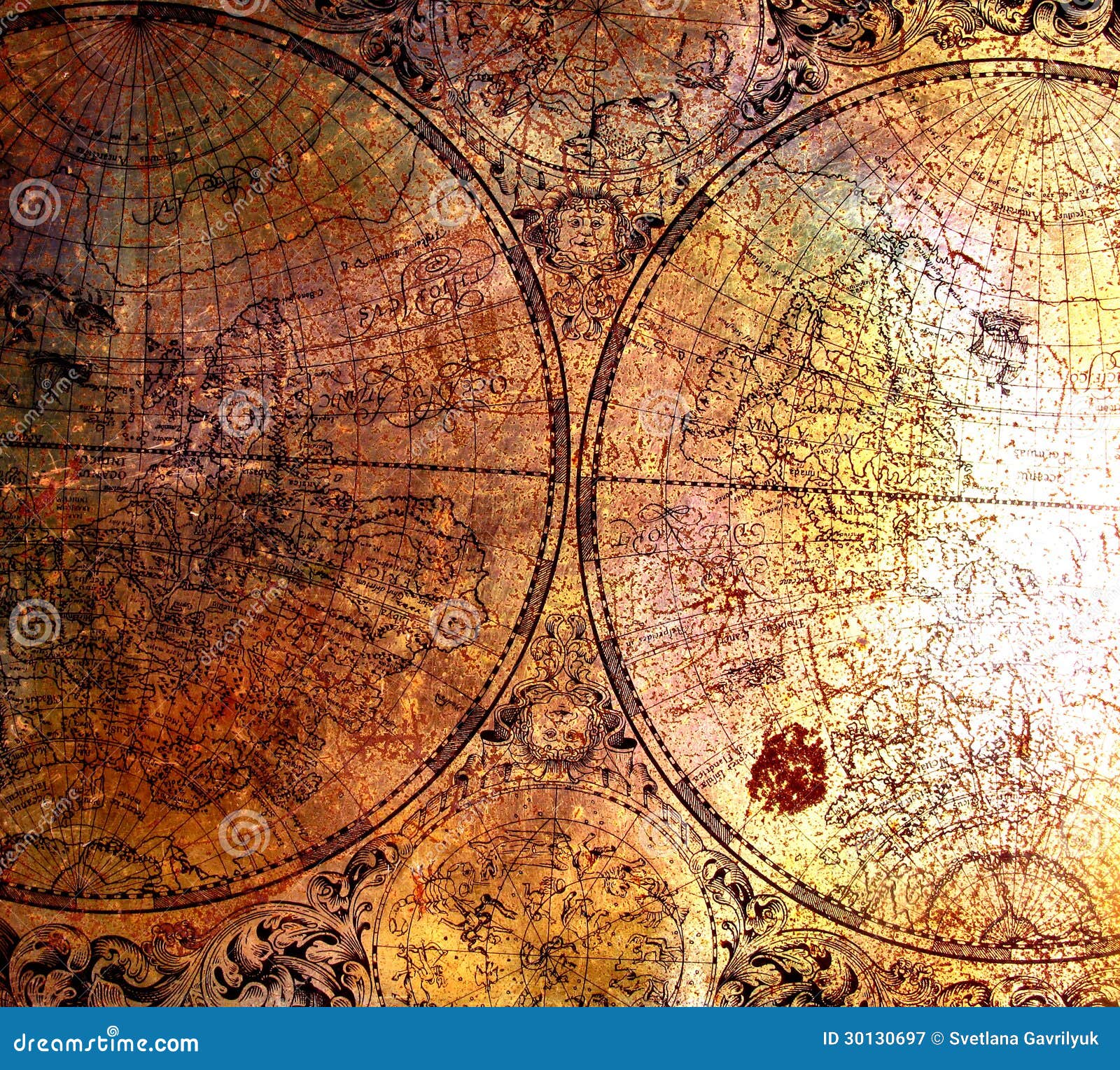 Old map on rusty metal stock image. Image of decoupage - 30130697