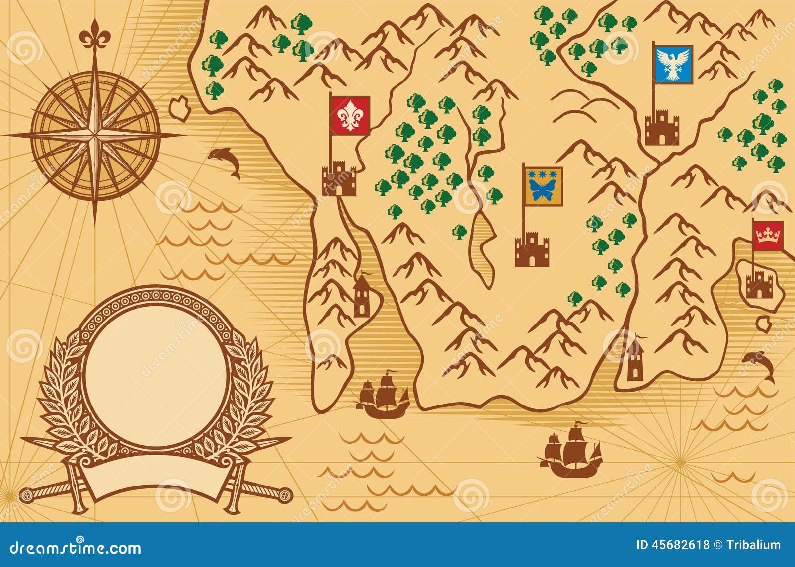 Old map sign stock vector. Illustration of mountain, navigation - 45682618