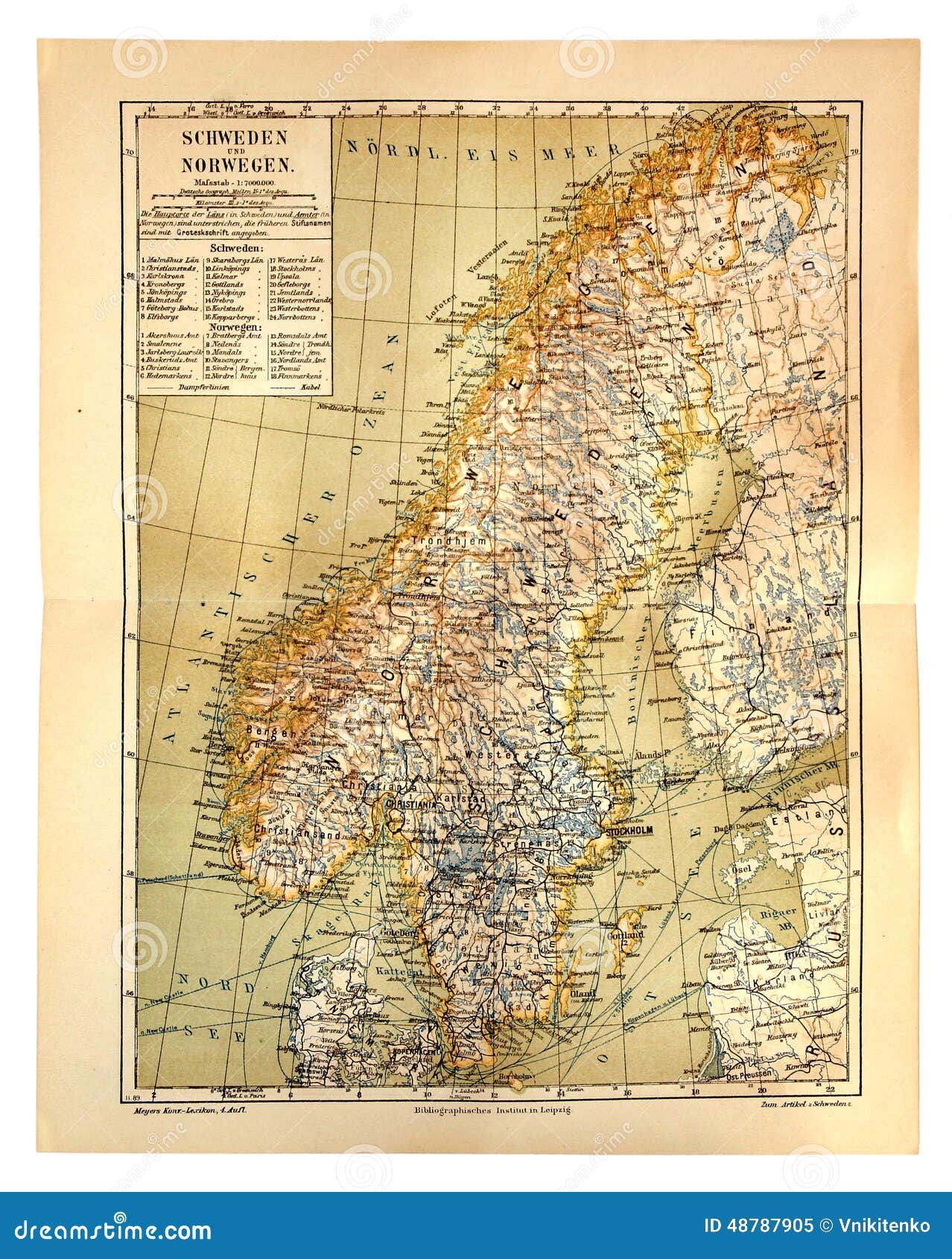 Old Map of Sweden and Norway Editorial Image - Image of nautical ...