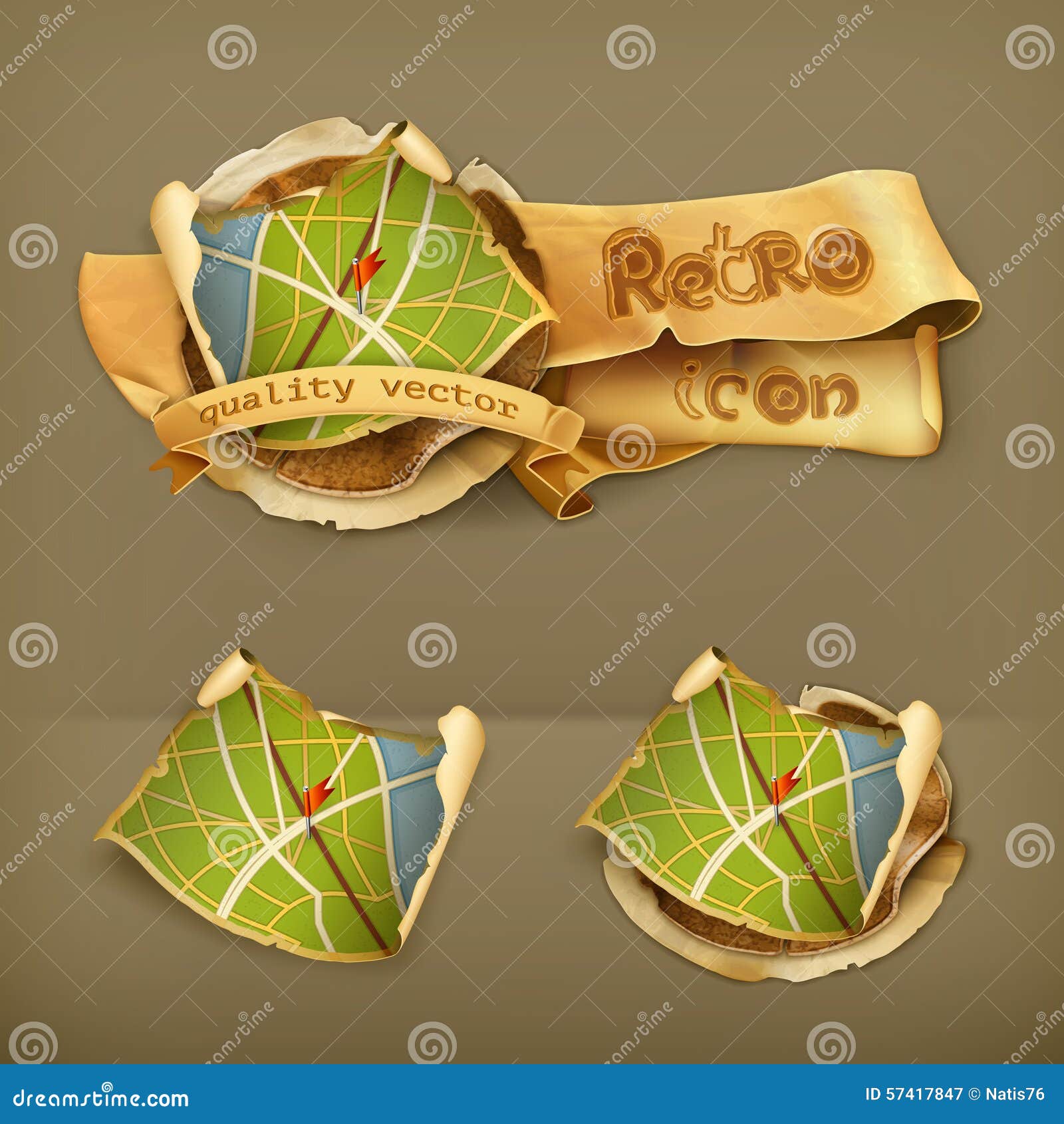 Old map, vector icons stock vector. Illustration of direction - 57417847