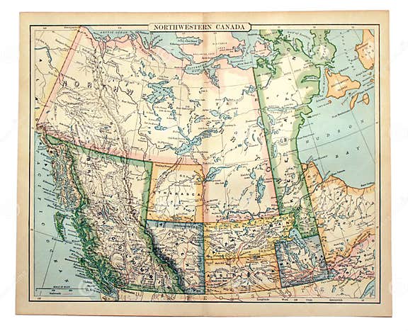 Old Map of Western Canada. stock photo. Image of exploration - 4252208