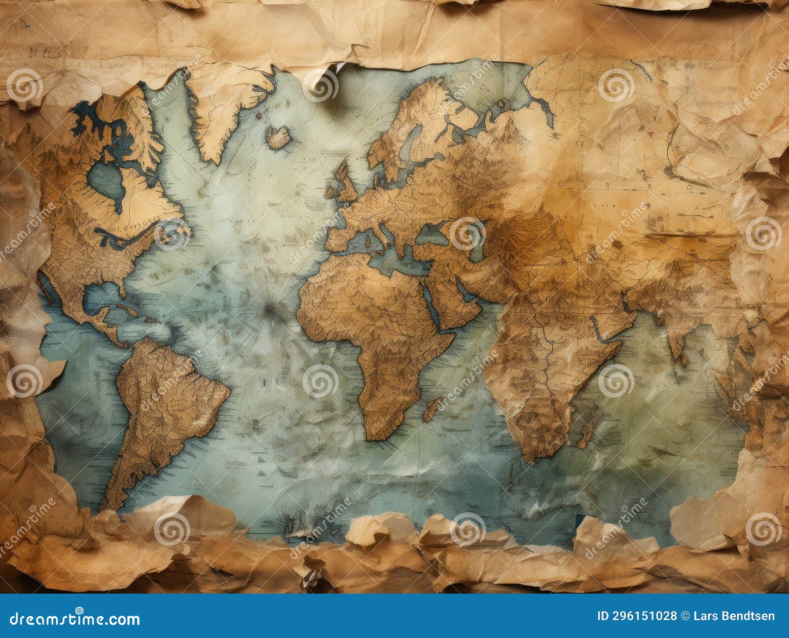 Old Map with Worn Edges - AI Generated Stock Illustration ...