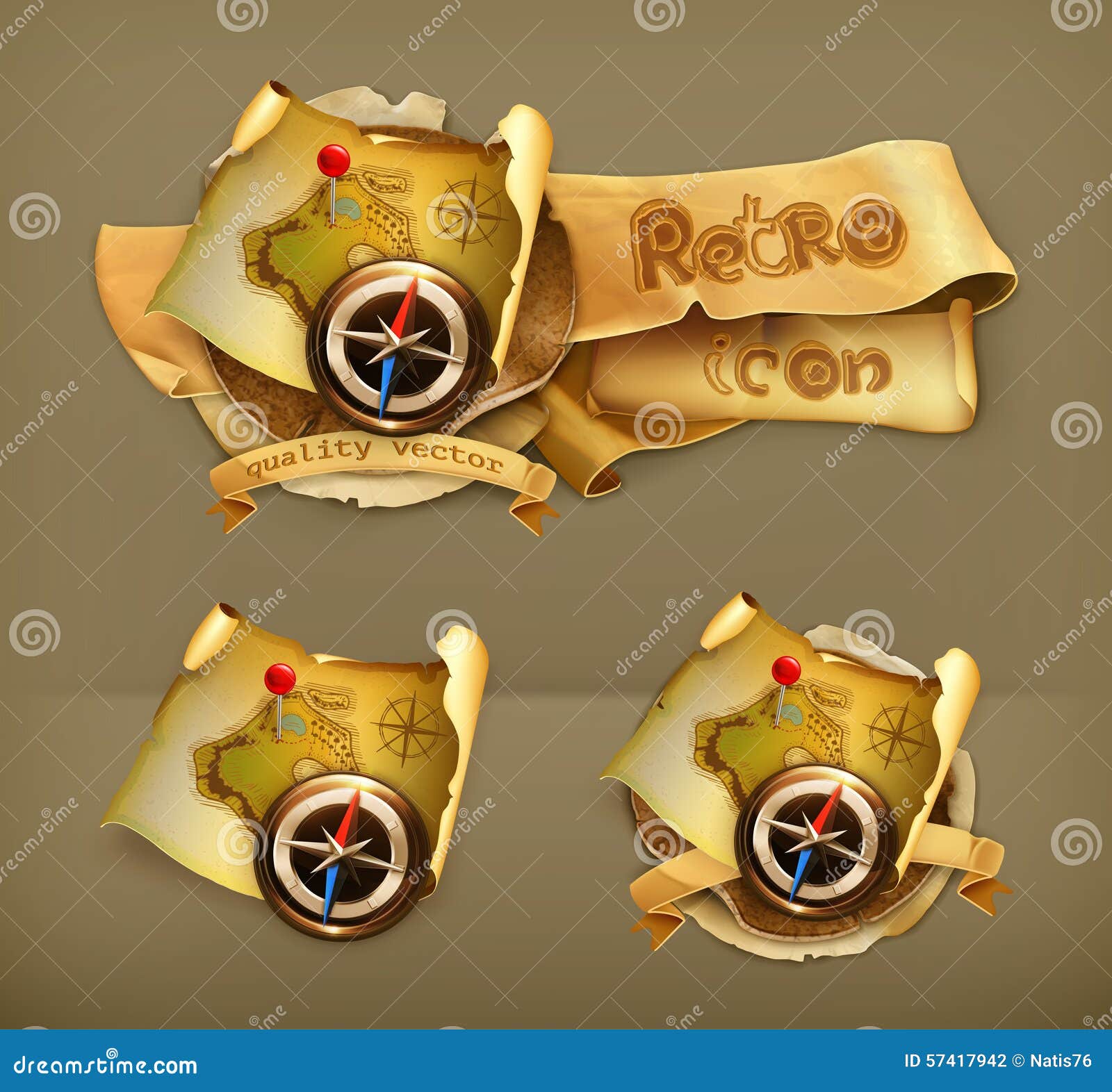 Old maps, vector icons stock vector. Illustration of pirate - 57417942