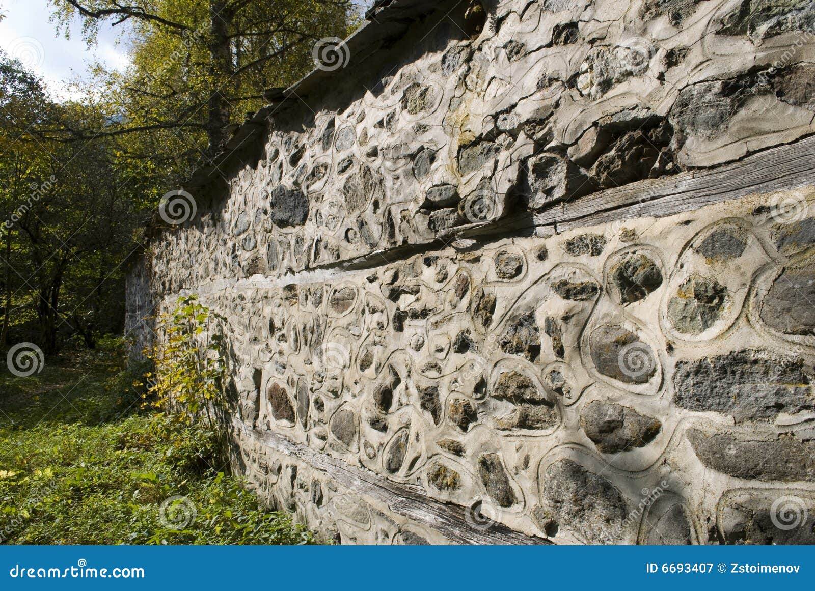 Old masonry wall stock image. Image of built, trees, construction - 6693407