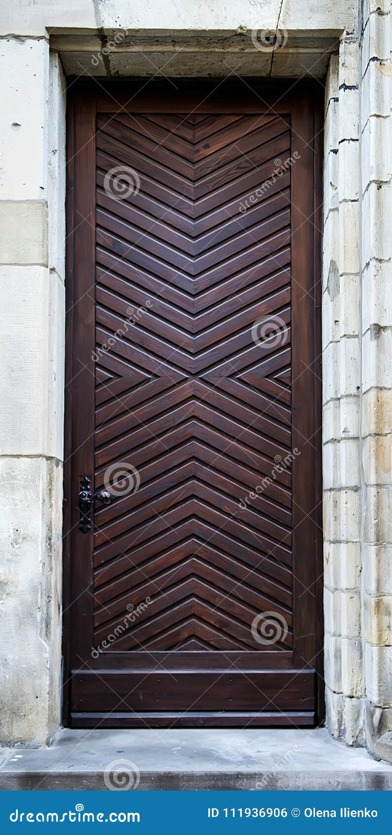 Wooden Door on a Building Facade Stock Photo - Image of doorway ...