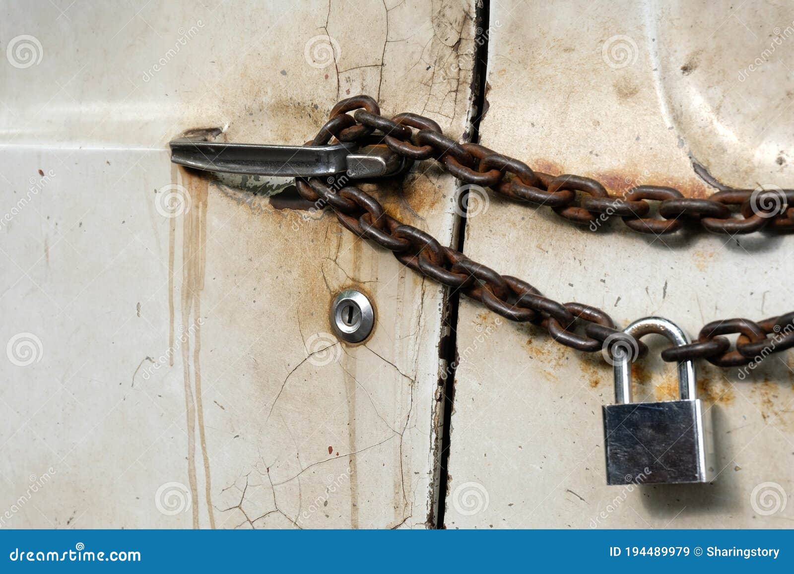 Old Master Key is Lock on the Steel Door Stock Image - Image of house ...