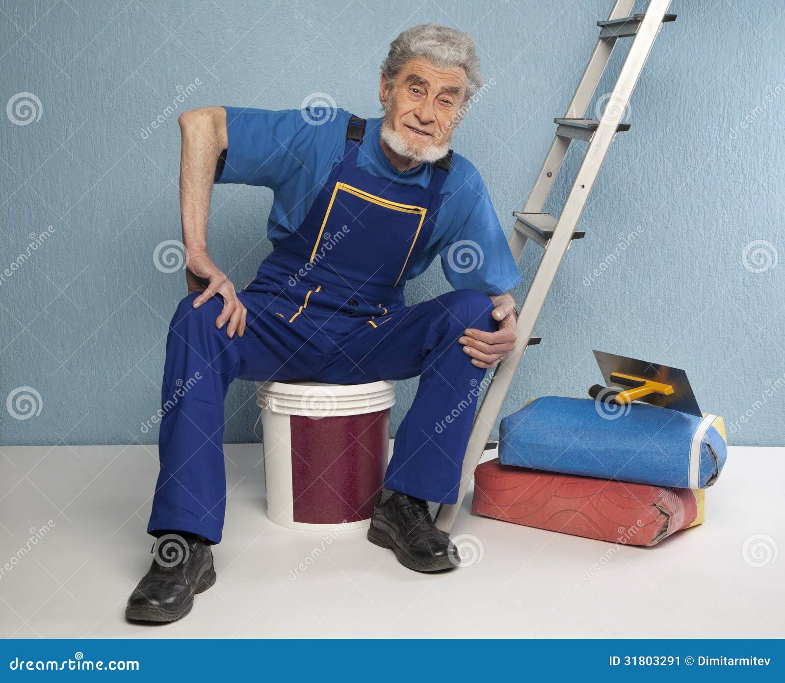 Old Master Plasterer Sitting Stock Image - Image of operation, repair ...