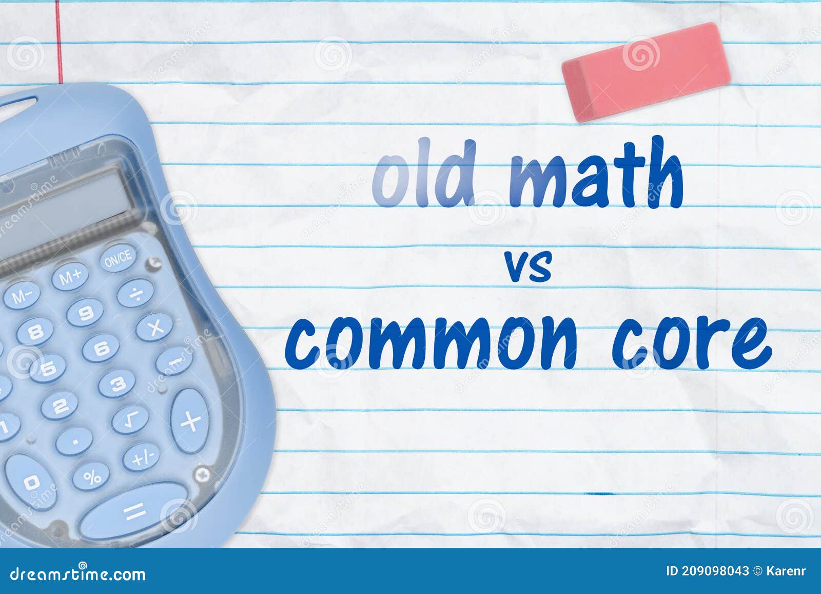 Old Math Versus Common Message with a Calculator on Lined Paper Stock ...