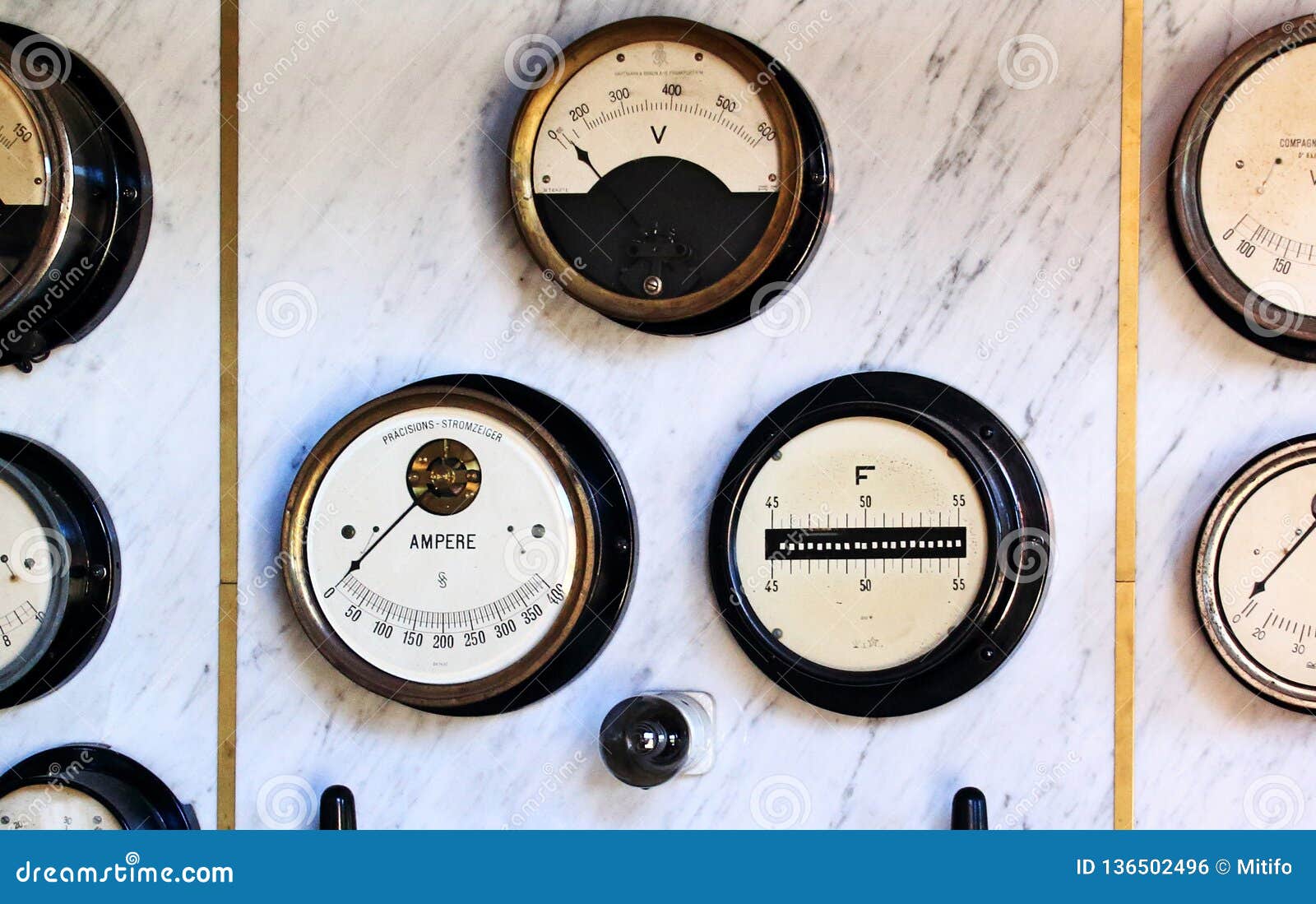Old Measuring Instruments in Switched-off Control Room Stock Photo ...